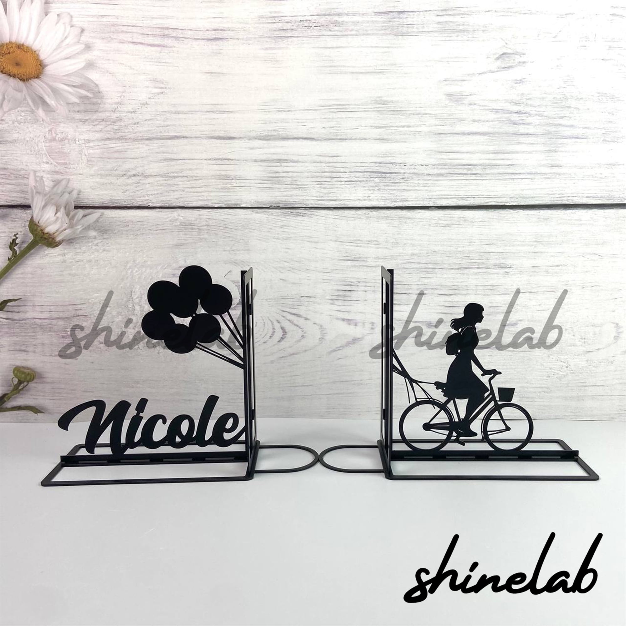 Shinelab Girl Children Metal Bookends Kids Girl Name Bookend Gift ...