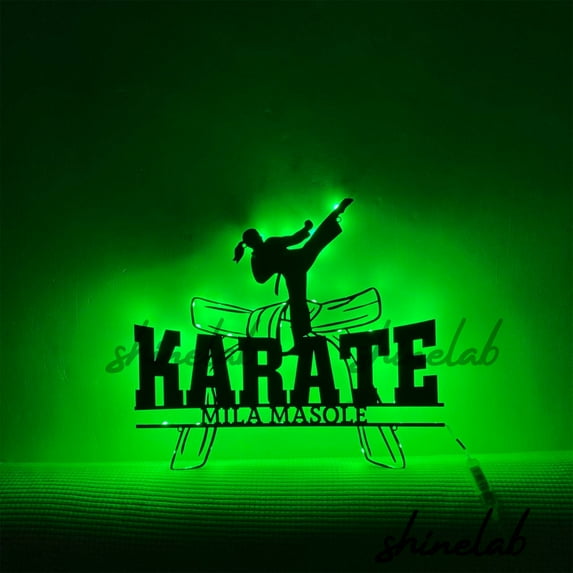 Shinelab Girl Karate Metal Sign, Custom Martial Arts Name Sign LED Wall ...