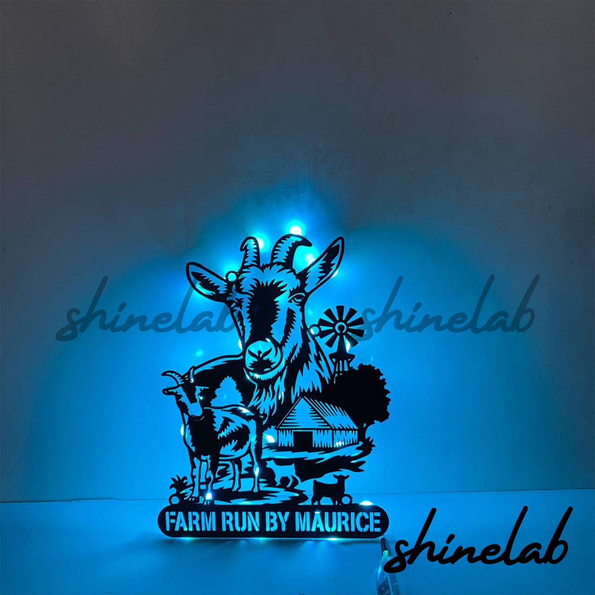 Shinelab Goat Metal Sign LED Wall Art, Custom Goat Wildlife Wall Decor ...