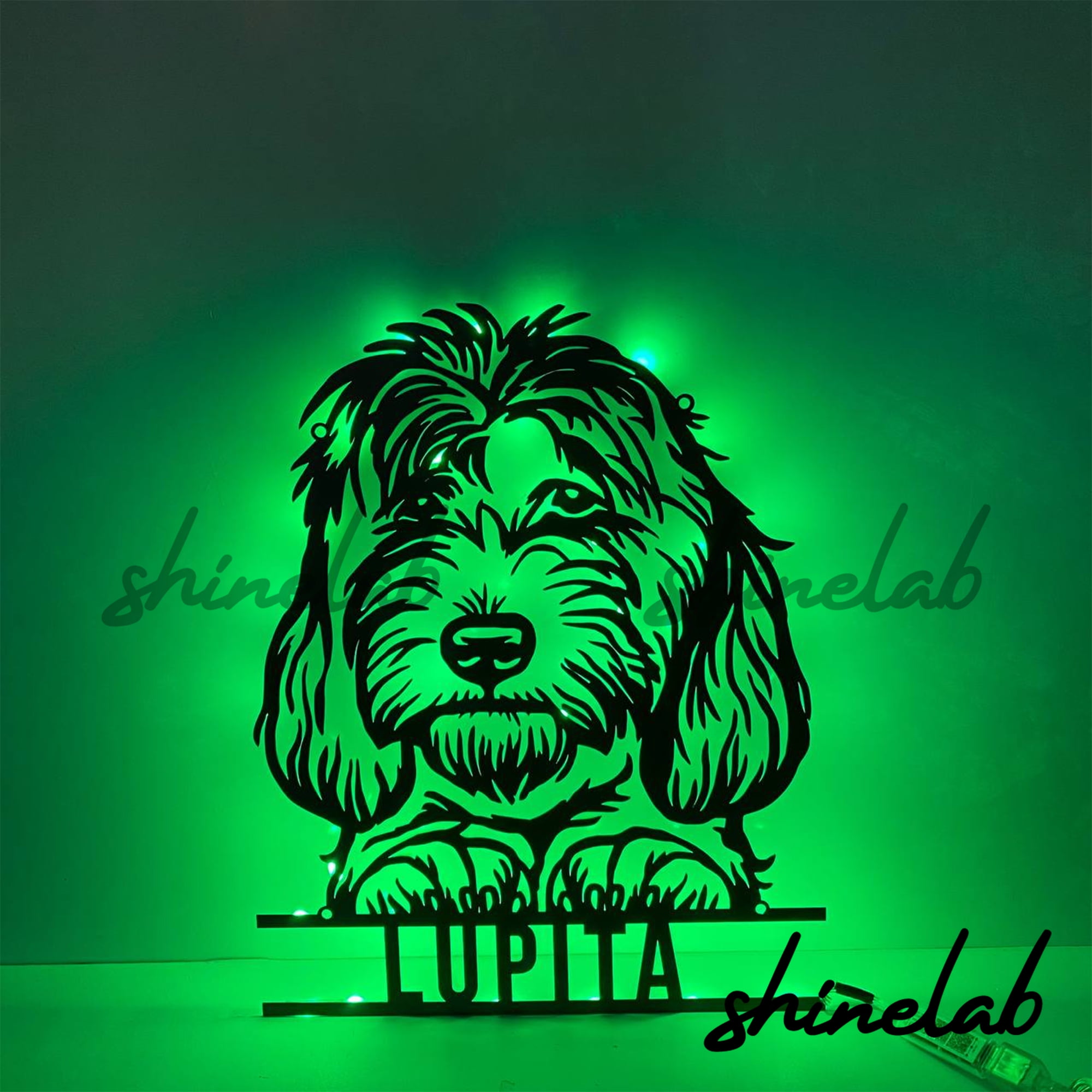 Shinelab Golden Doodle Metal Sign LED Wall Art, Custom Pet Dog Home ...
