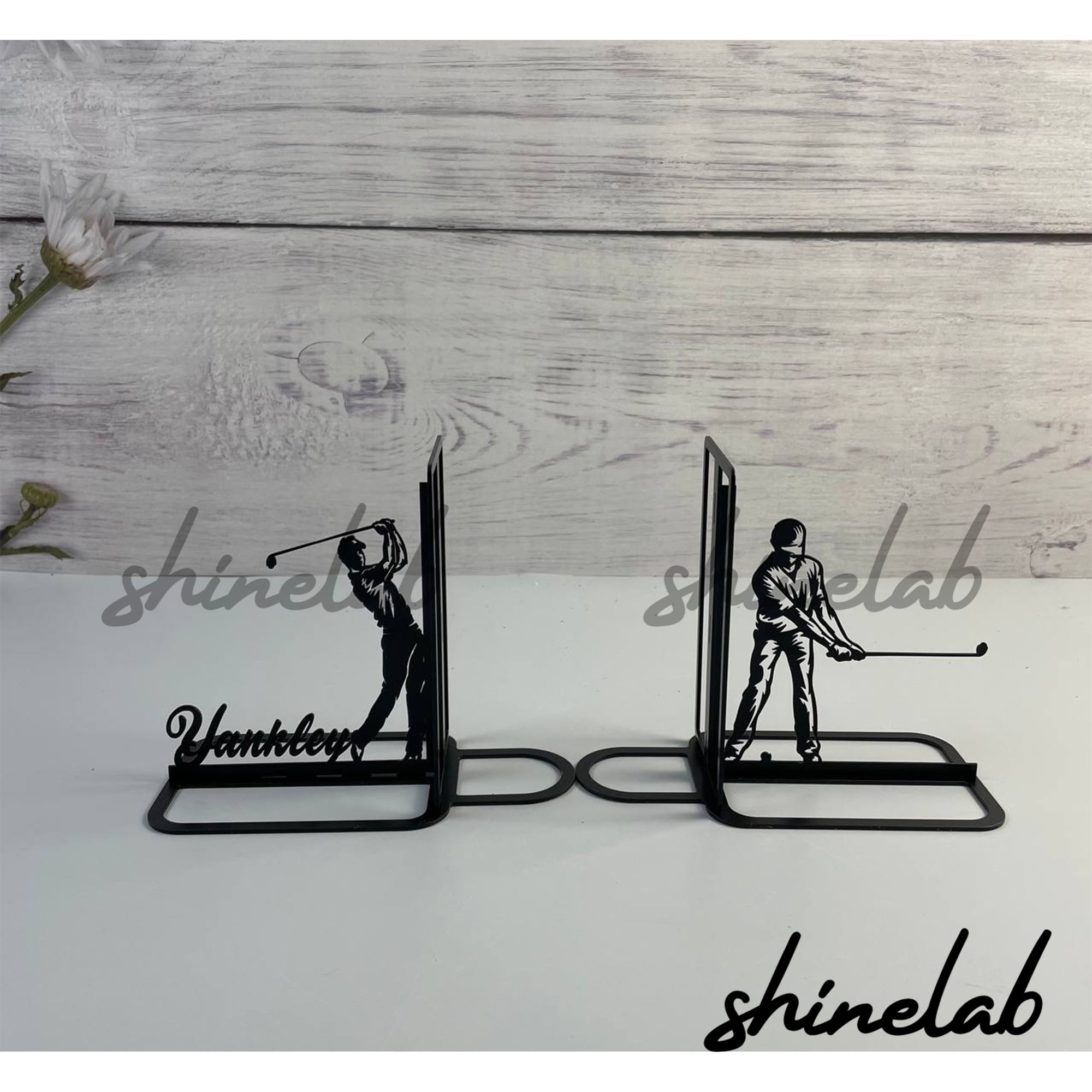 Shinelab Golf Metal Bookends Custom Golfer Name Bookend Gift, Sports ...