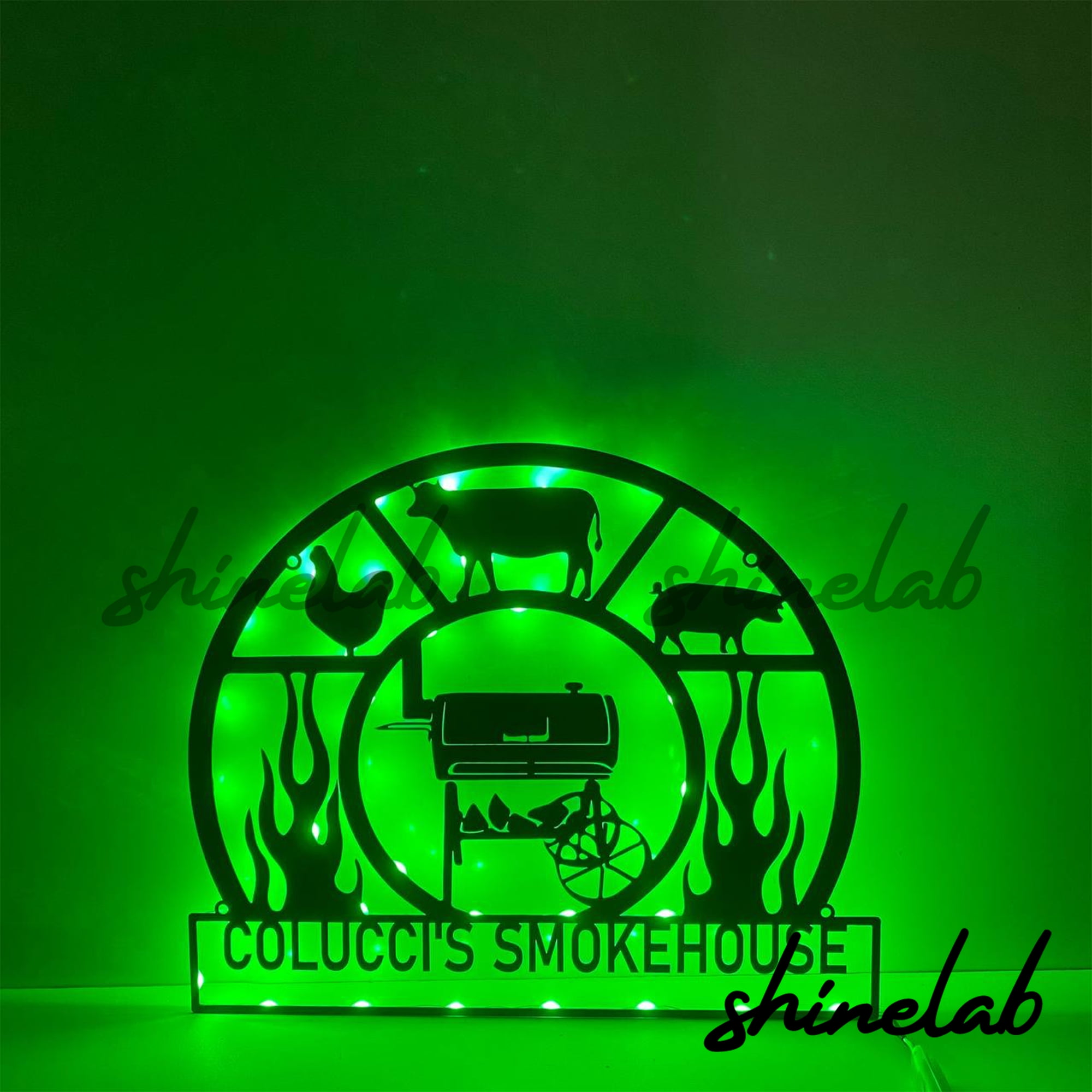 Shinelab Grill Metal Sign LED Wall Art, Custom BBQ Grill Decor ...