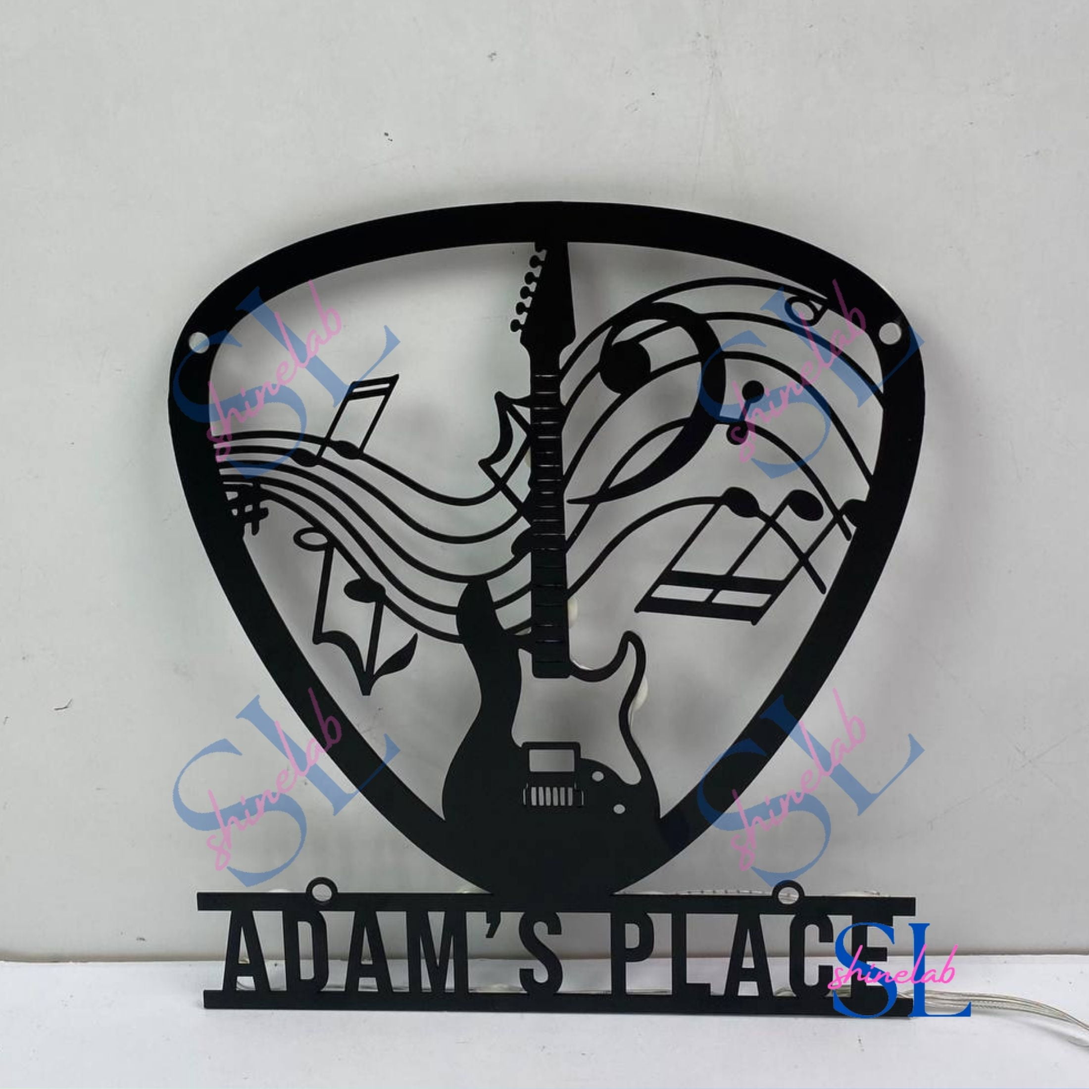 Shinelab Guitar Pick Metal Wall Art With Led Lights, Music Room Decor ...