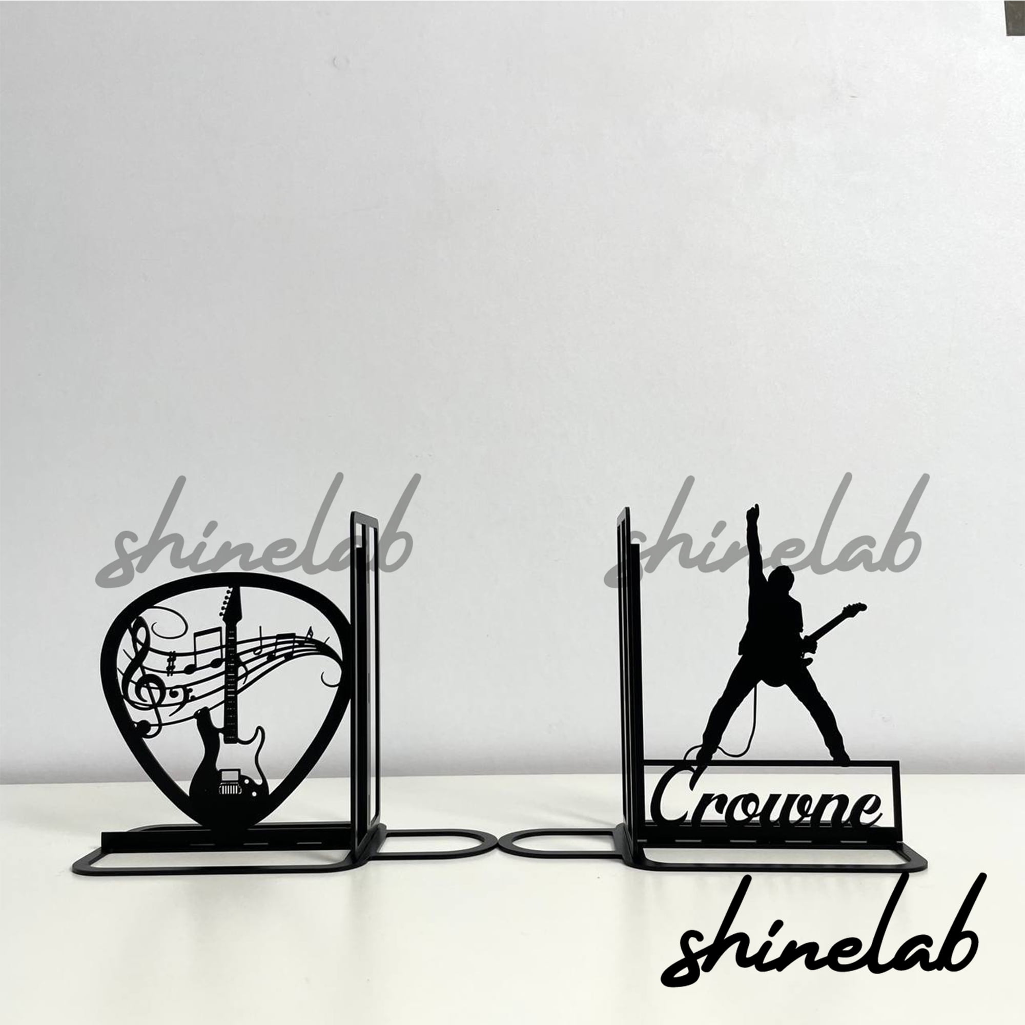 Shinelab Guitar Rock Metal Bookends Guitaritst Custom Name Bookend Gift ...