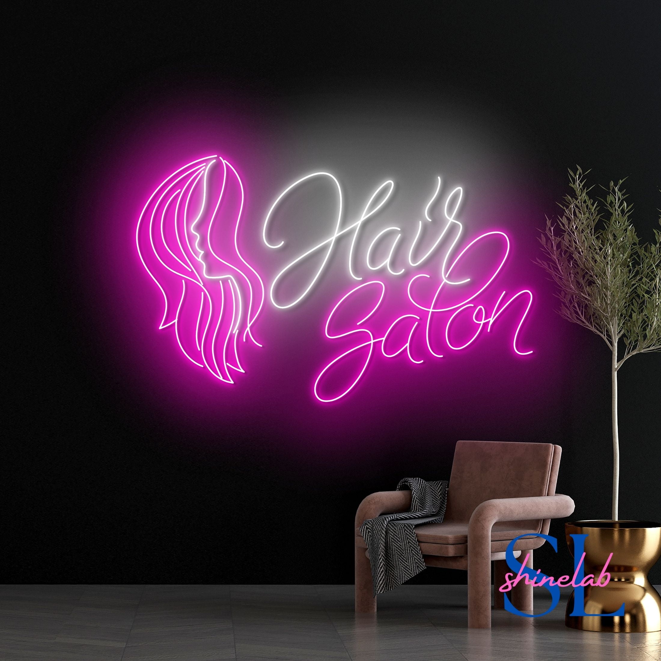 Shinelab Hair Salon Neon Sign, Hairdresser Led Sign, Business Signage ...