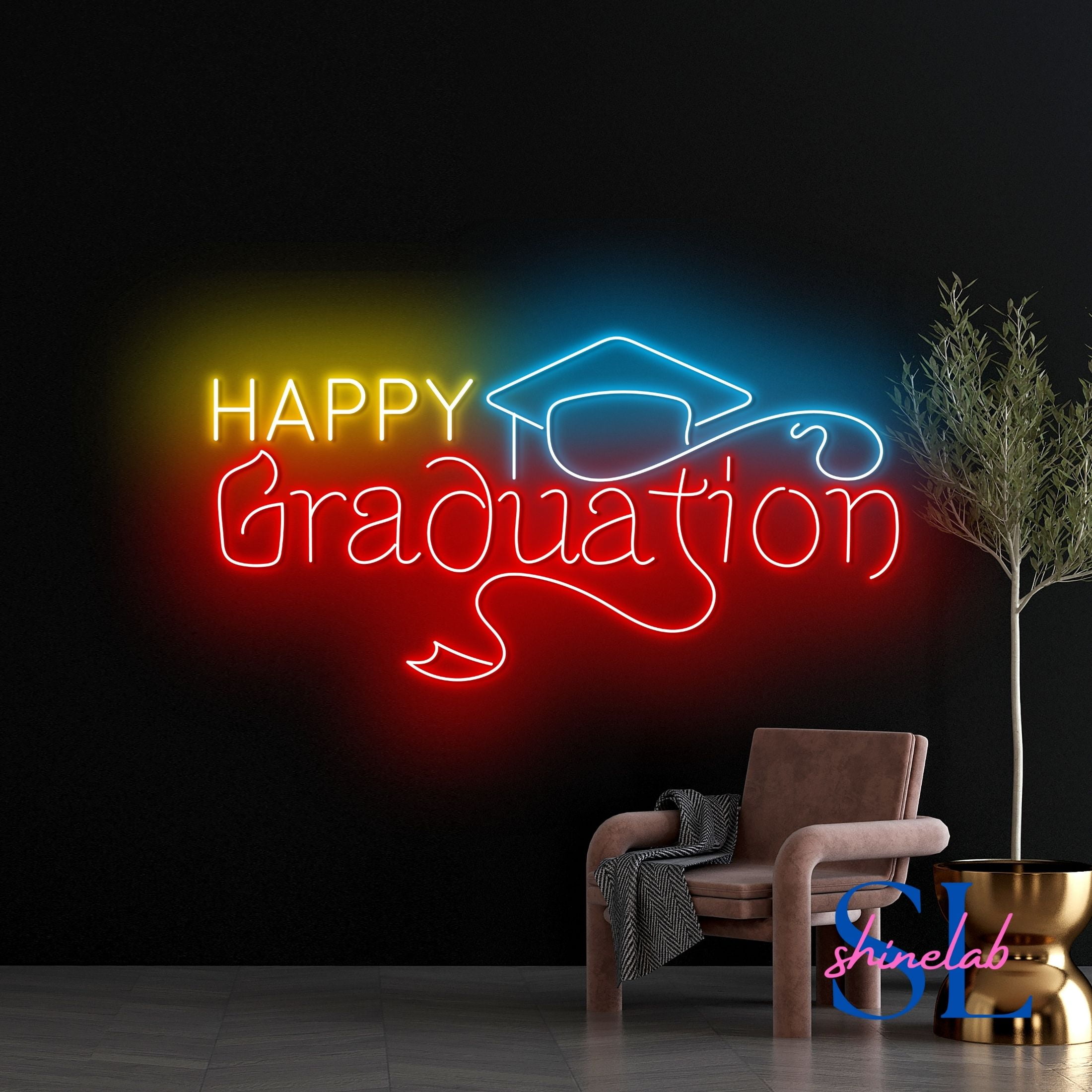 Shinelab Happy Graduation Neon Sign, Congratulation Led Sign, Graduate ...