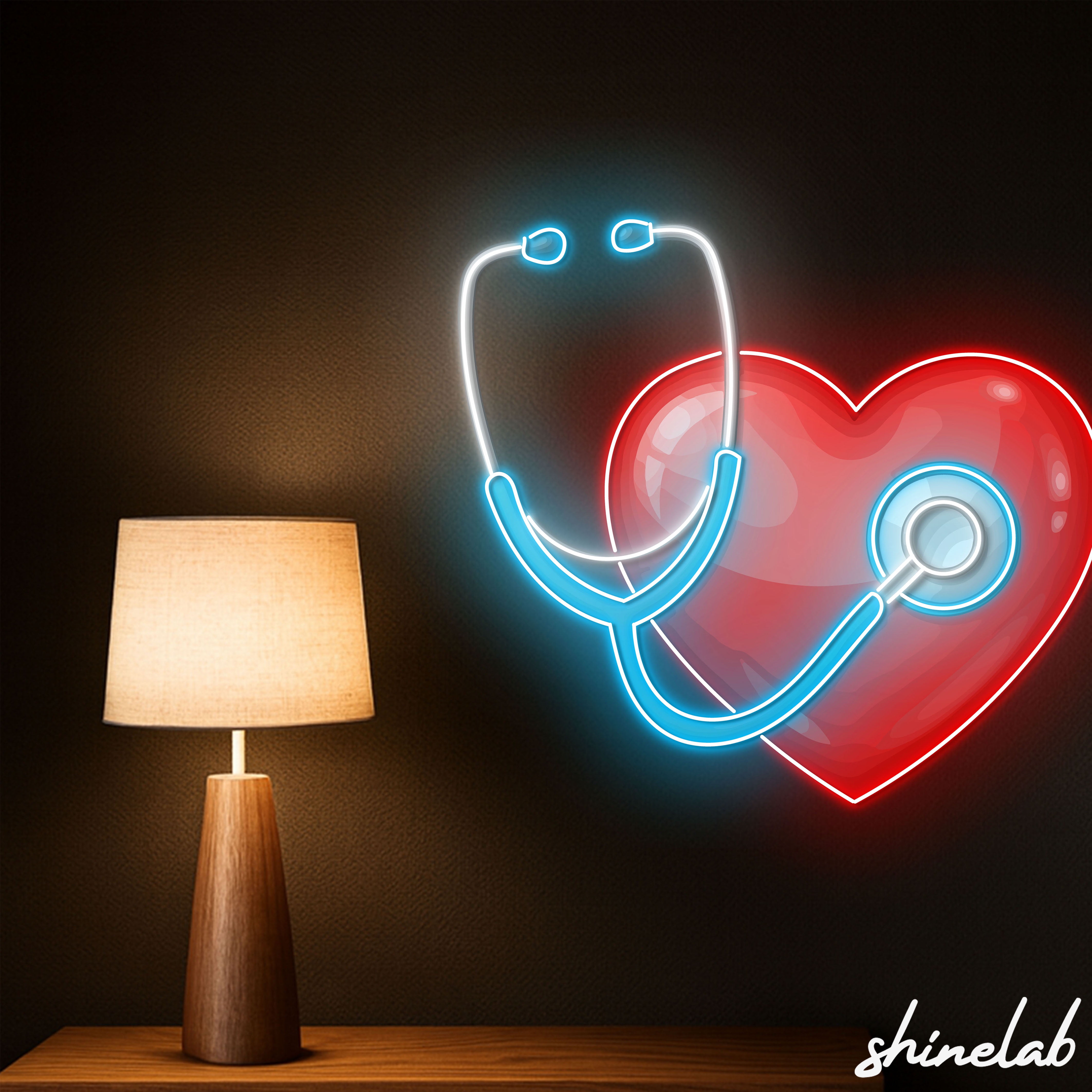 Shinelab Heartbeat Stethoscope Neon Sign, Doctor Nurse Gift, Medical ...