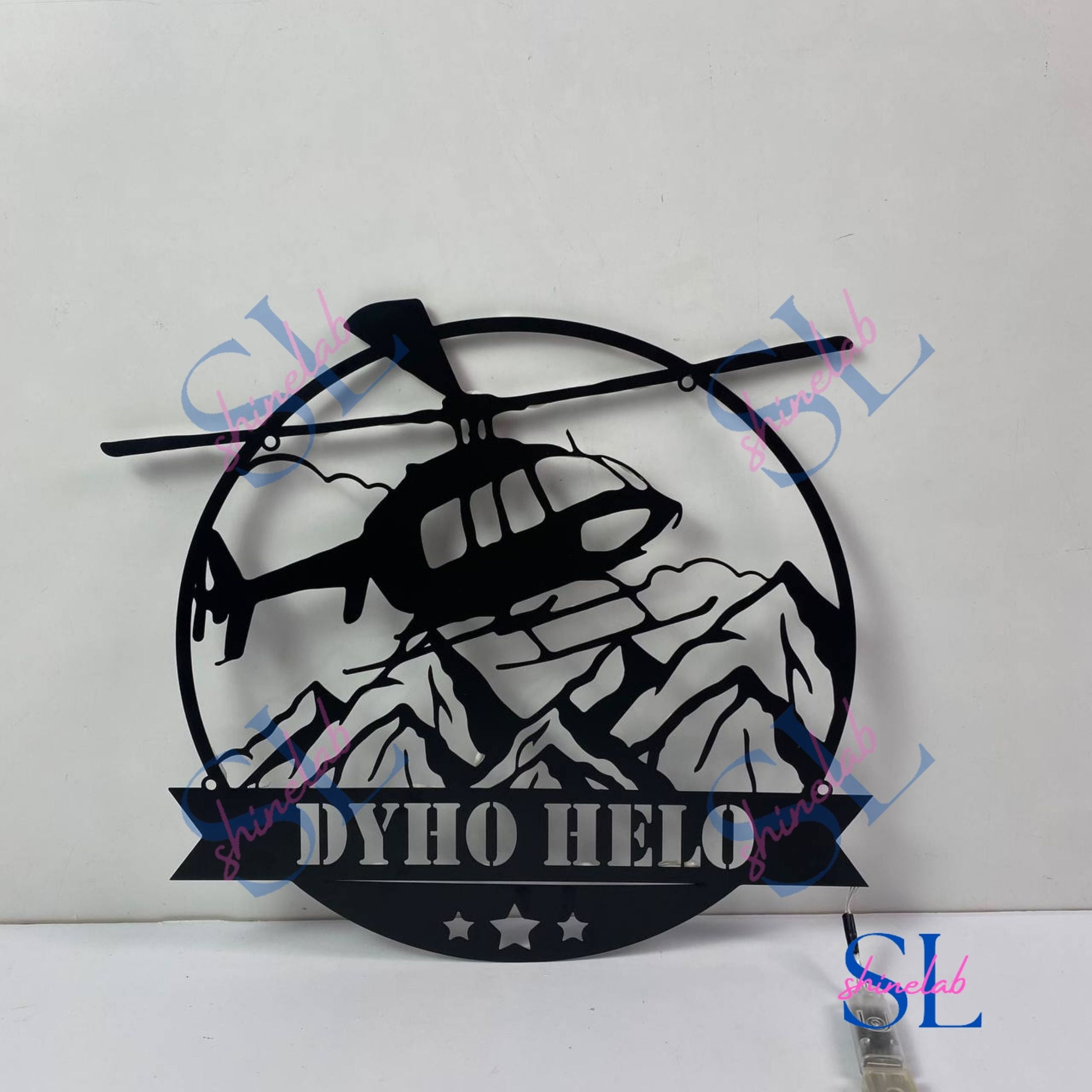Shinelab Helicopter Airplane Metal Wall Art LED Light, Pilot Metal Sign ...