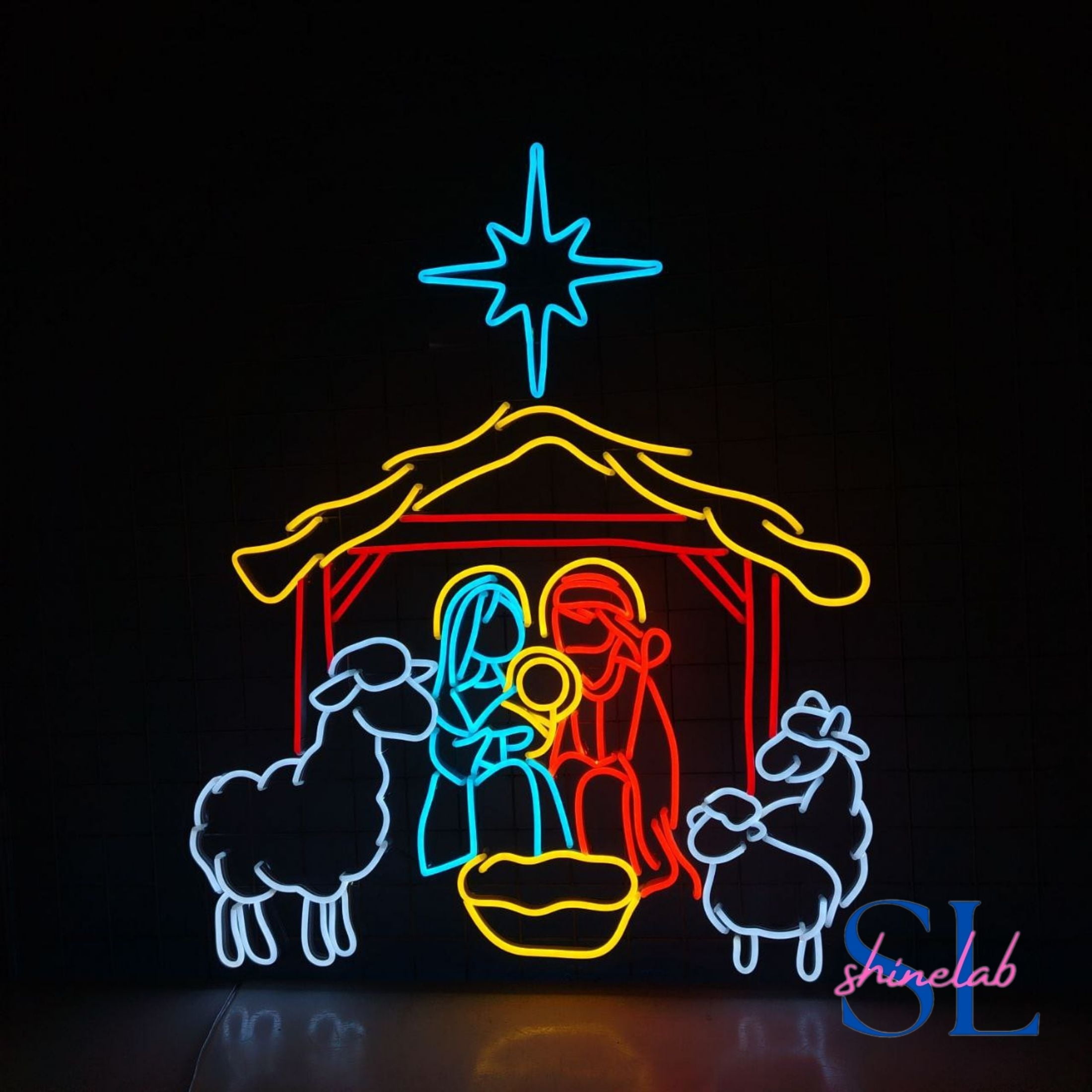 Shinelab Holy Night Neon Sign, Holy Family Led Sign, Nativity Scene ...