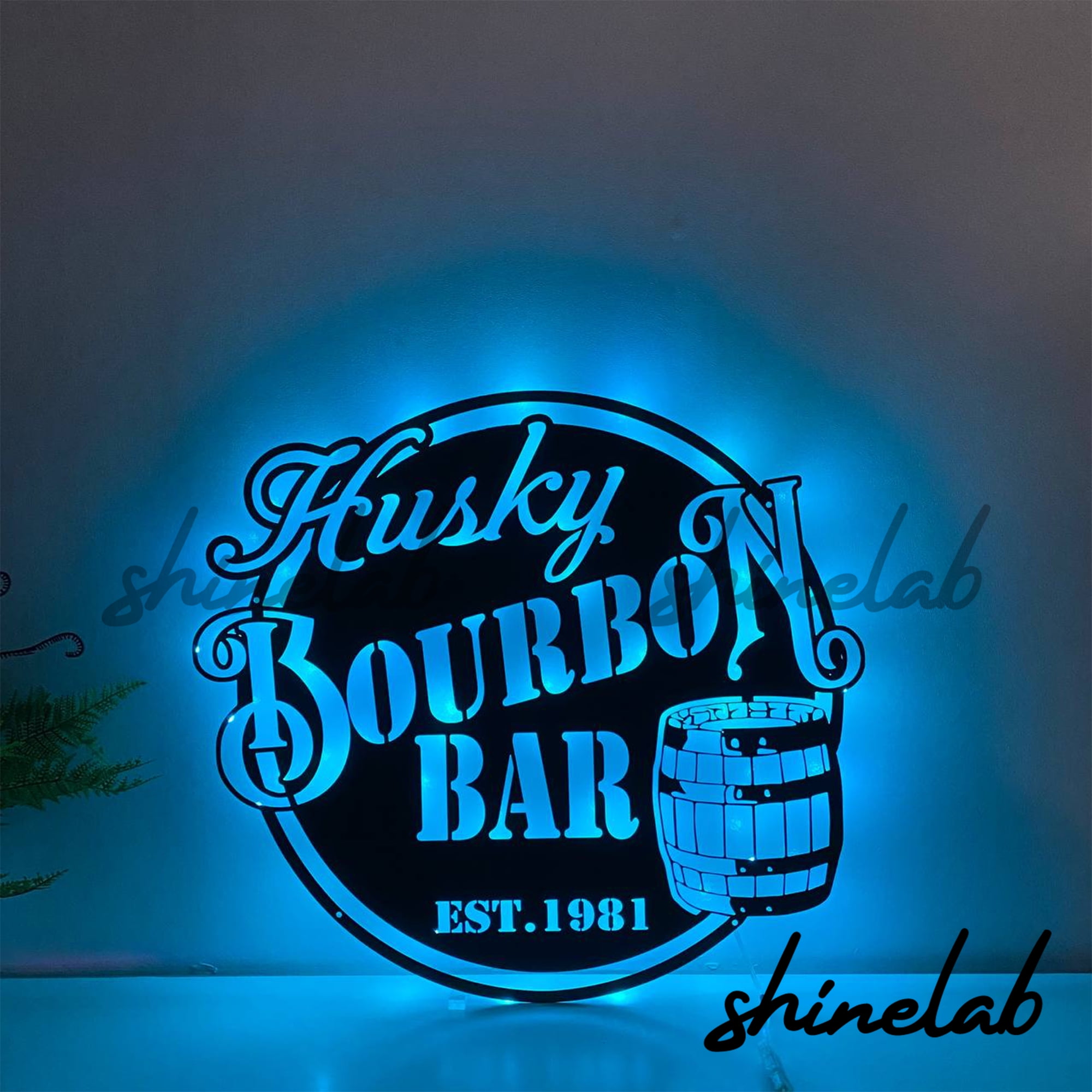 Shinelab Home Pub Gin Bourbon Bar Metal Sign LED Wall Art, Custom ...