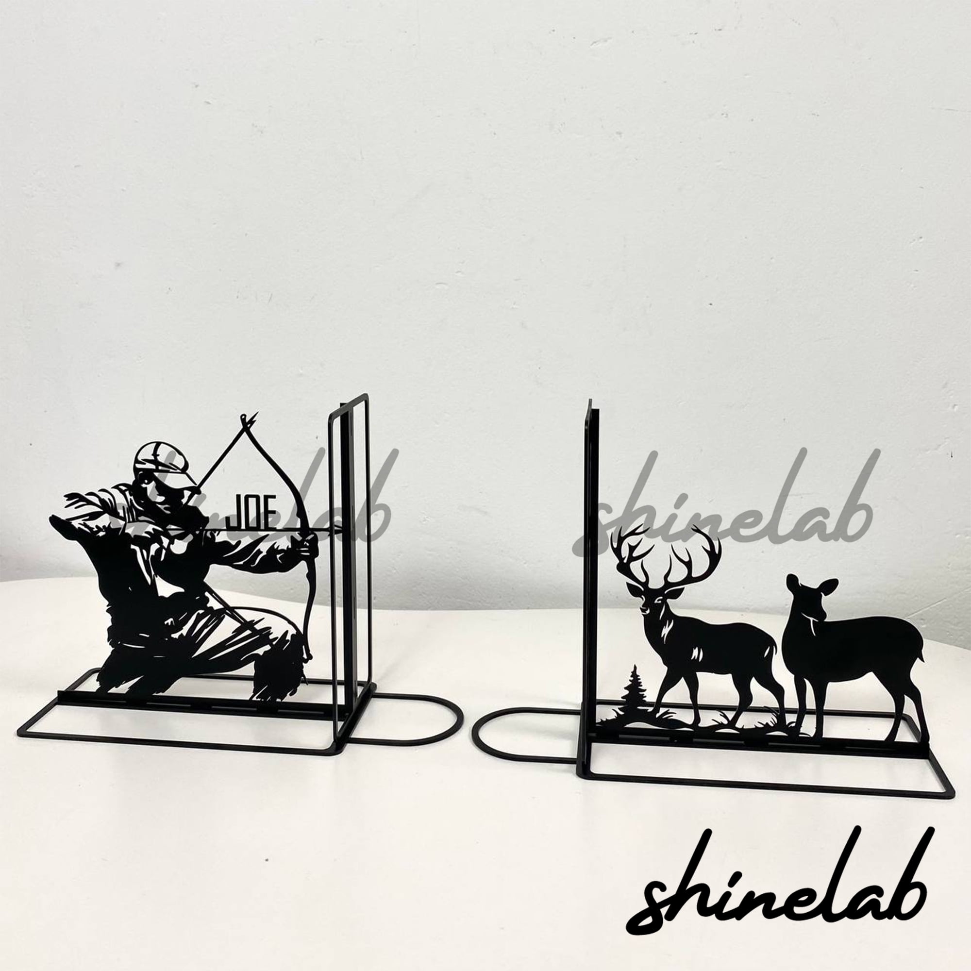 Shinelab Hunting Deer Metal Bookends Custom Hunter Name Bookend Gift ...
