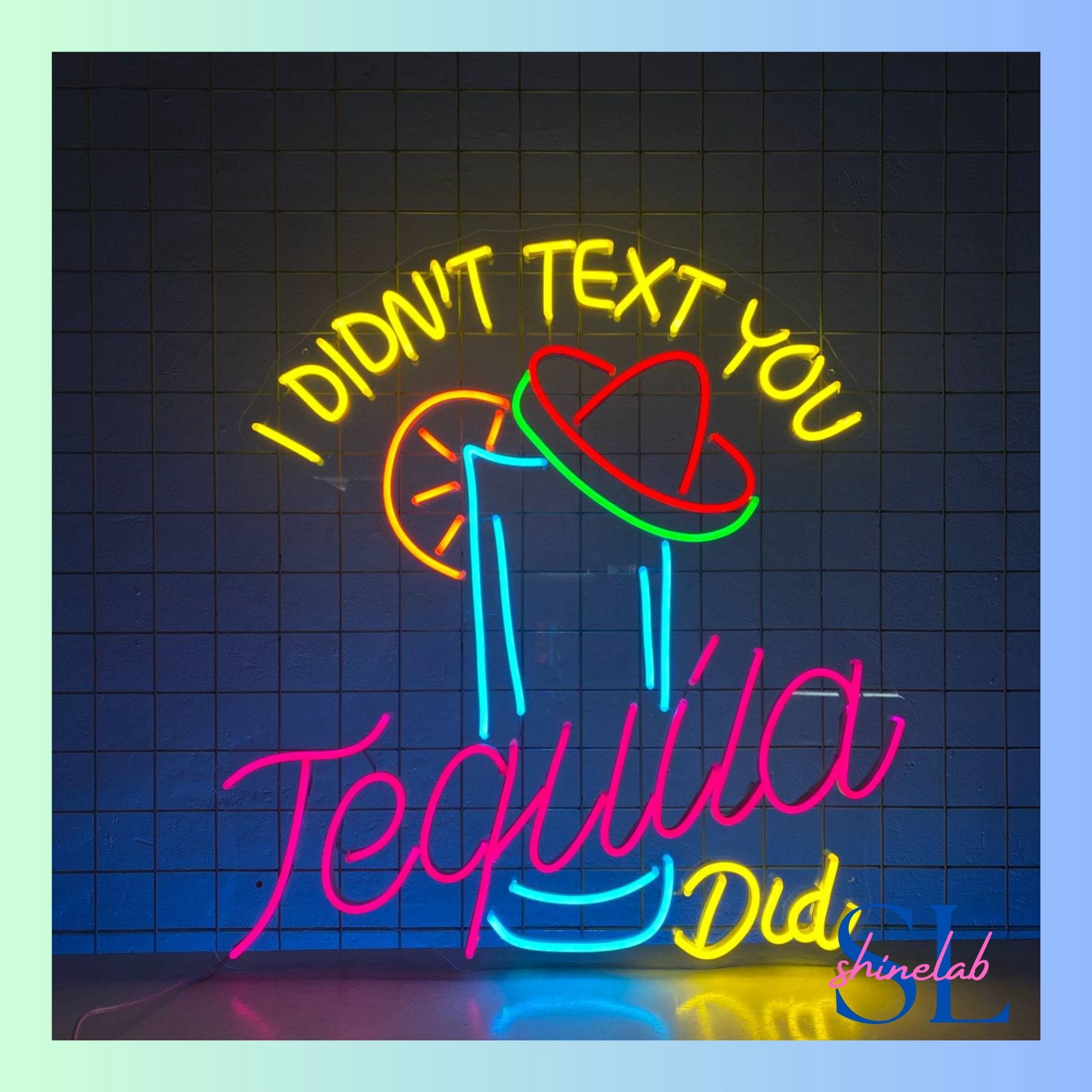 Shinelab I Didn't Text You Tequila Did Neon Sign, Tequila Wall Art ...