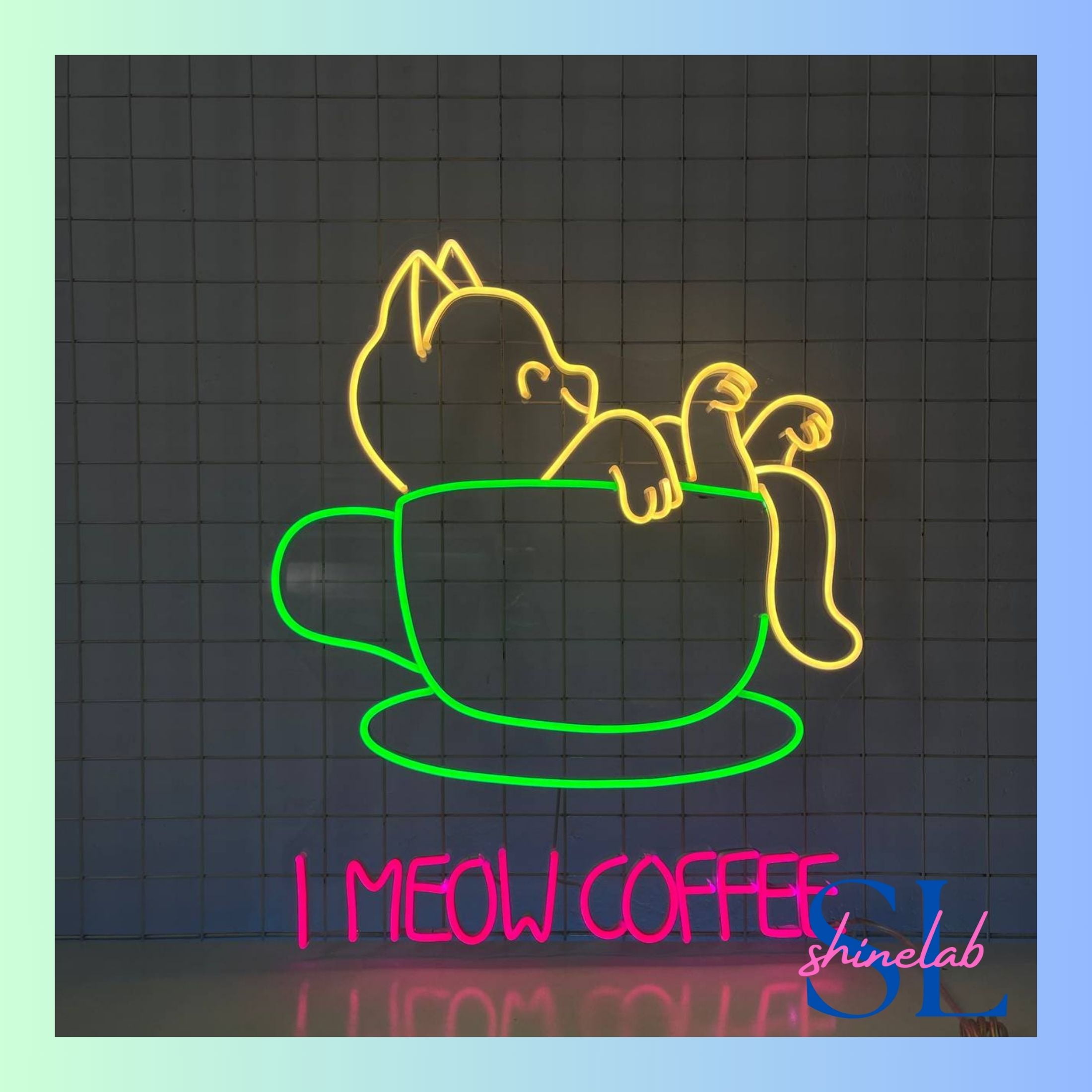 Shinelab I Meow Coffee Neon Sign, Coffee Cat Wall Art Light, Coffee ...