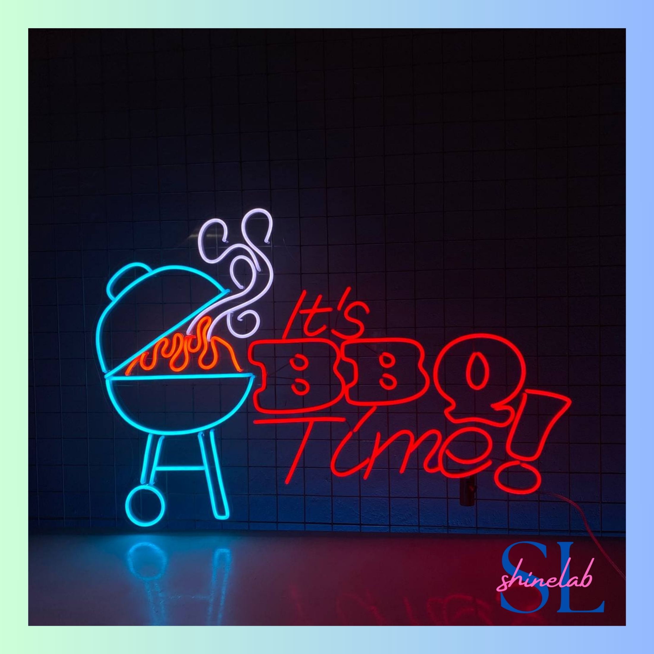 Shinelab It's BBQ Time Neon Sign, Barbecue Wall Art Light, Grill Meat ...