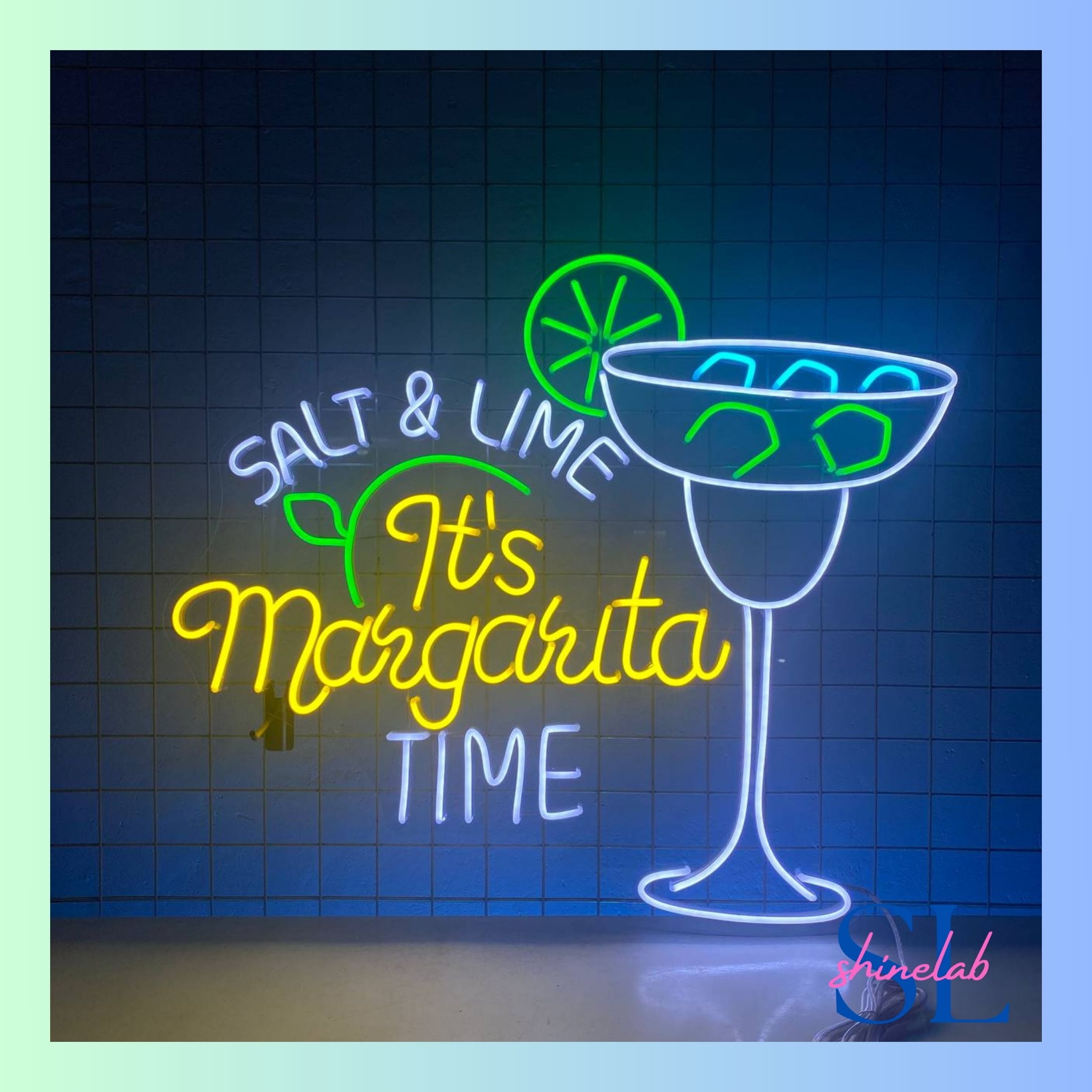 Shinelab It's Margarita Time Neon Sign, Margarita Wall Art Light ...