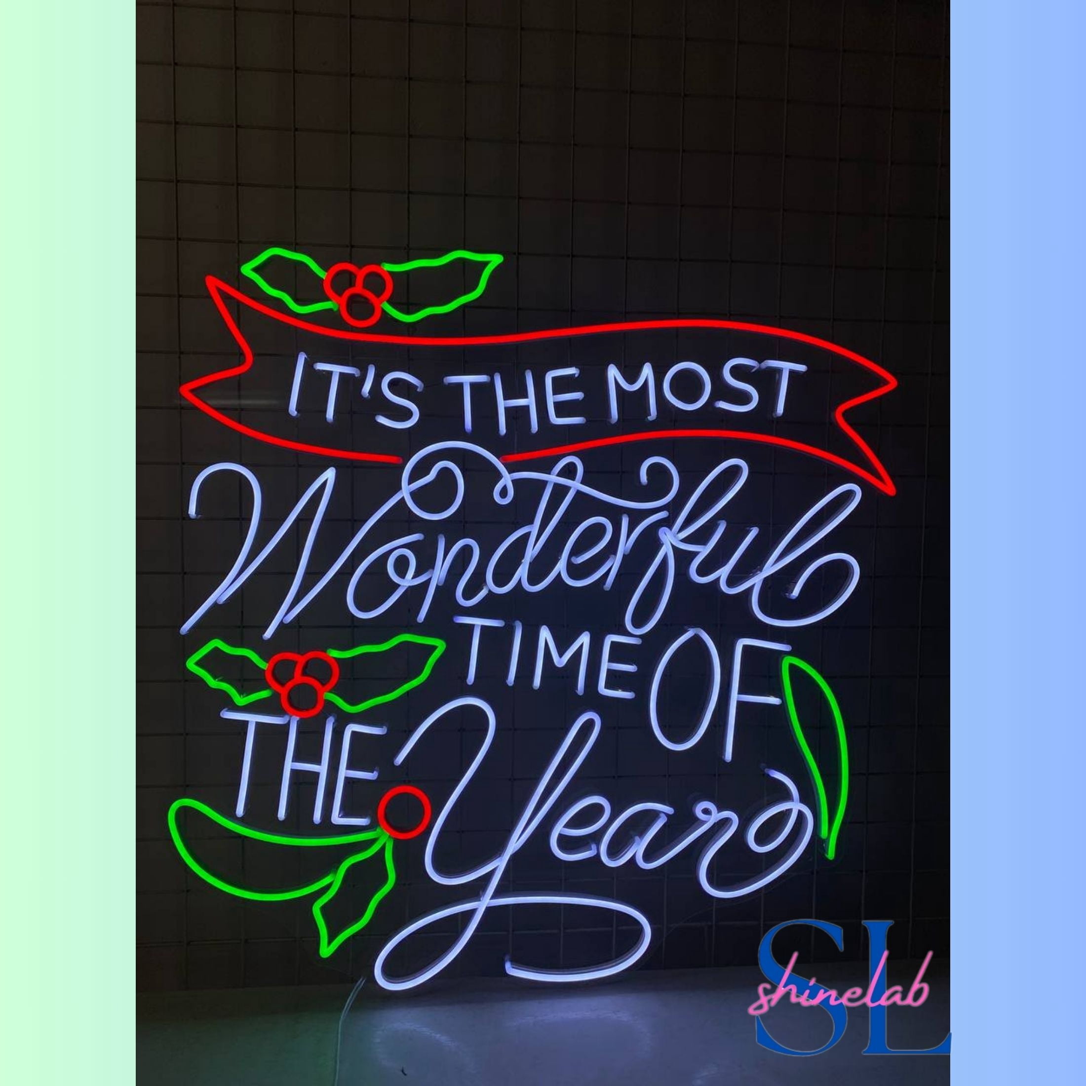 Shinelab It's The Most Wonderful Time Of The Year Neon Sign, Christmas ...
