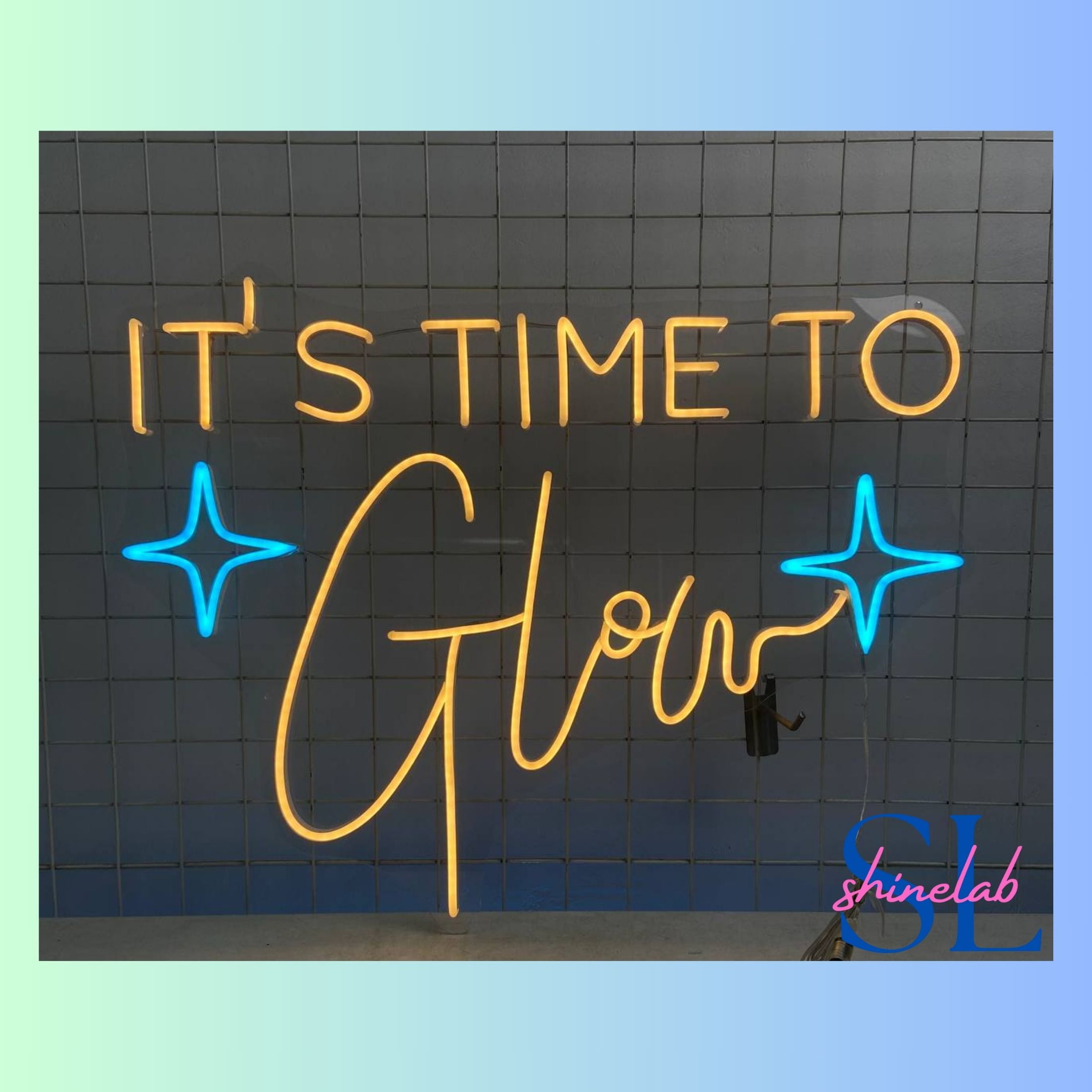 Shinelab It's Time To Glow Neon Sign, Custom Quote Wall Art Light, Text ...