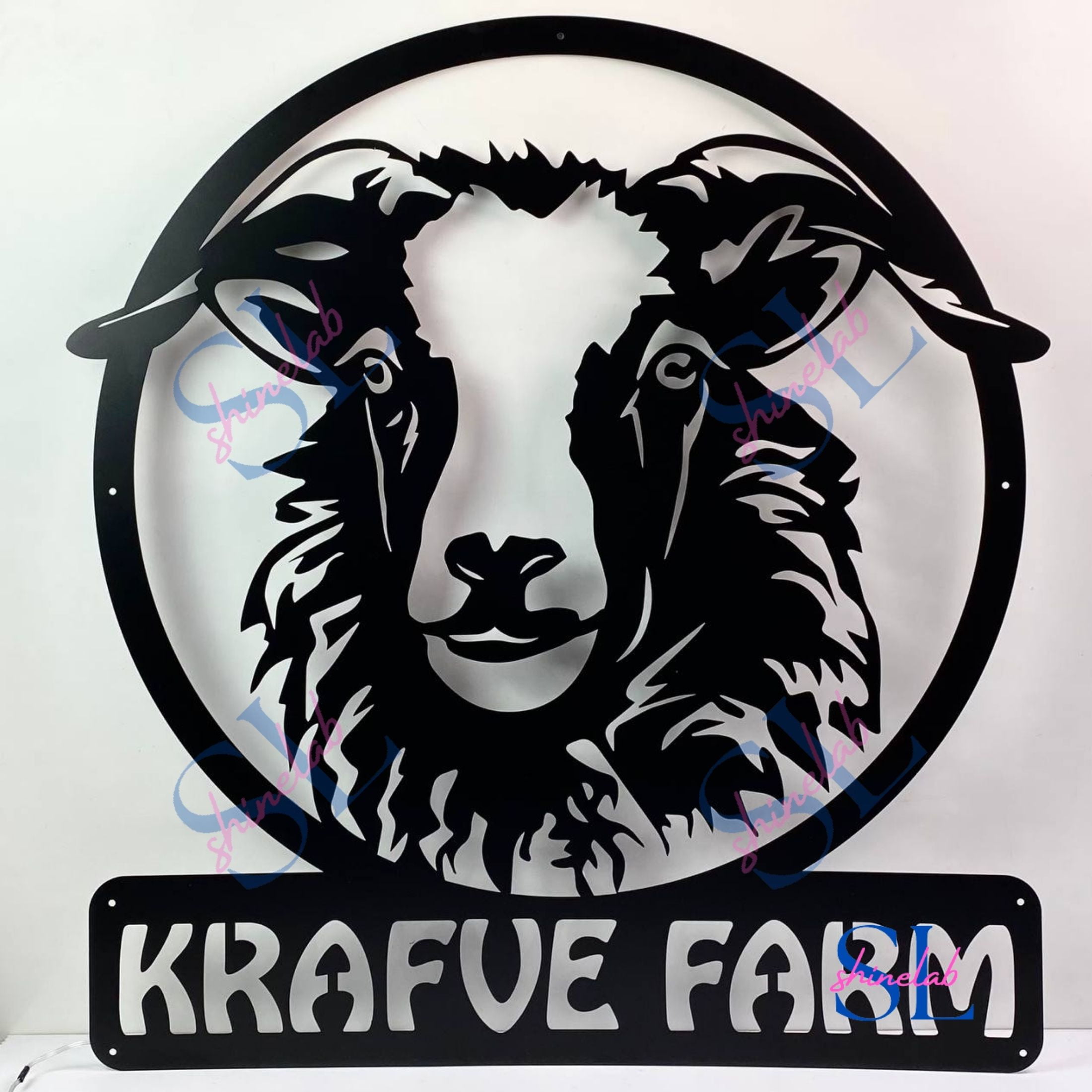 Shinelab Jacob Sheep Metal Wall Art With LED Light, Name Sign ...