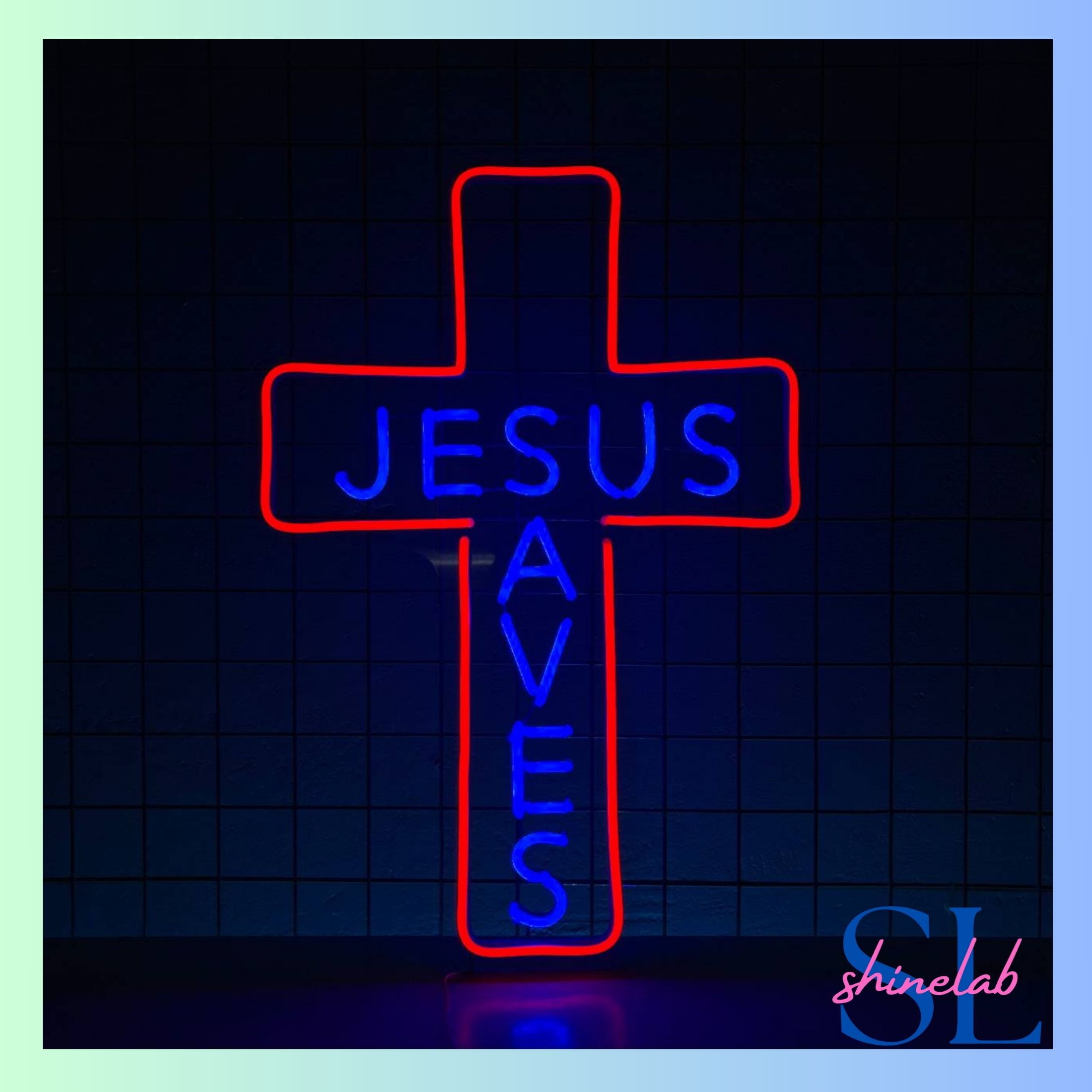 Shinelab Jesus Saves Neon Sign, Cross Christian Wall Art Light ...
