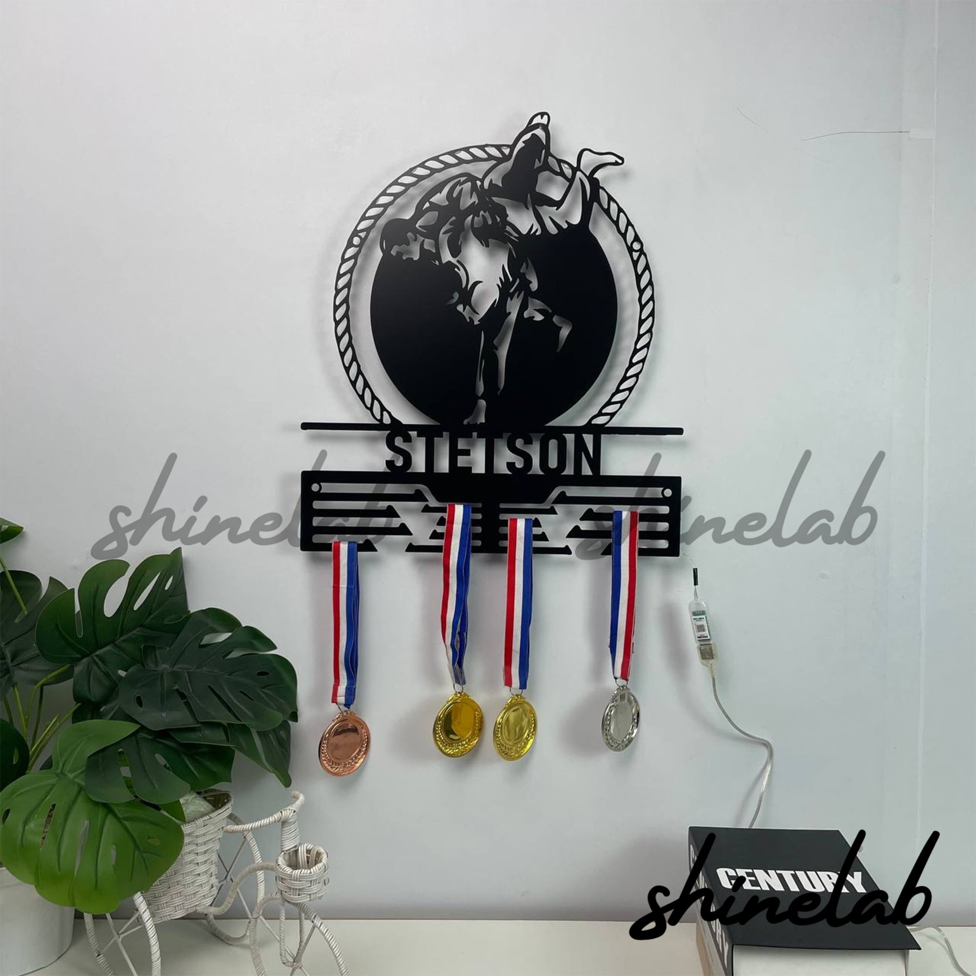 Shinelab Jiu Jitsu Player Custom Medal Hanger, Jiujitsu LED Light Wall ...