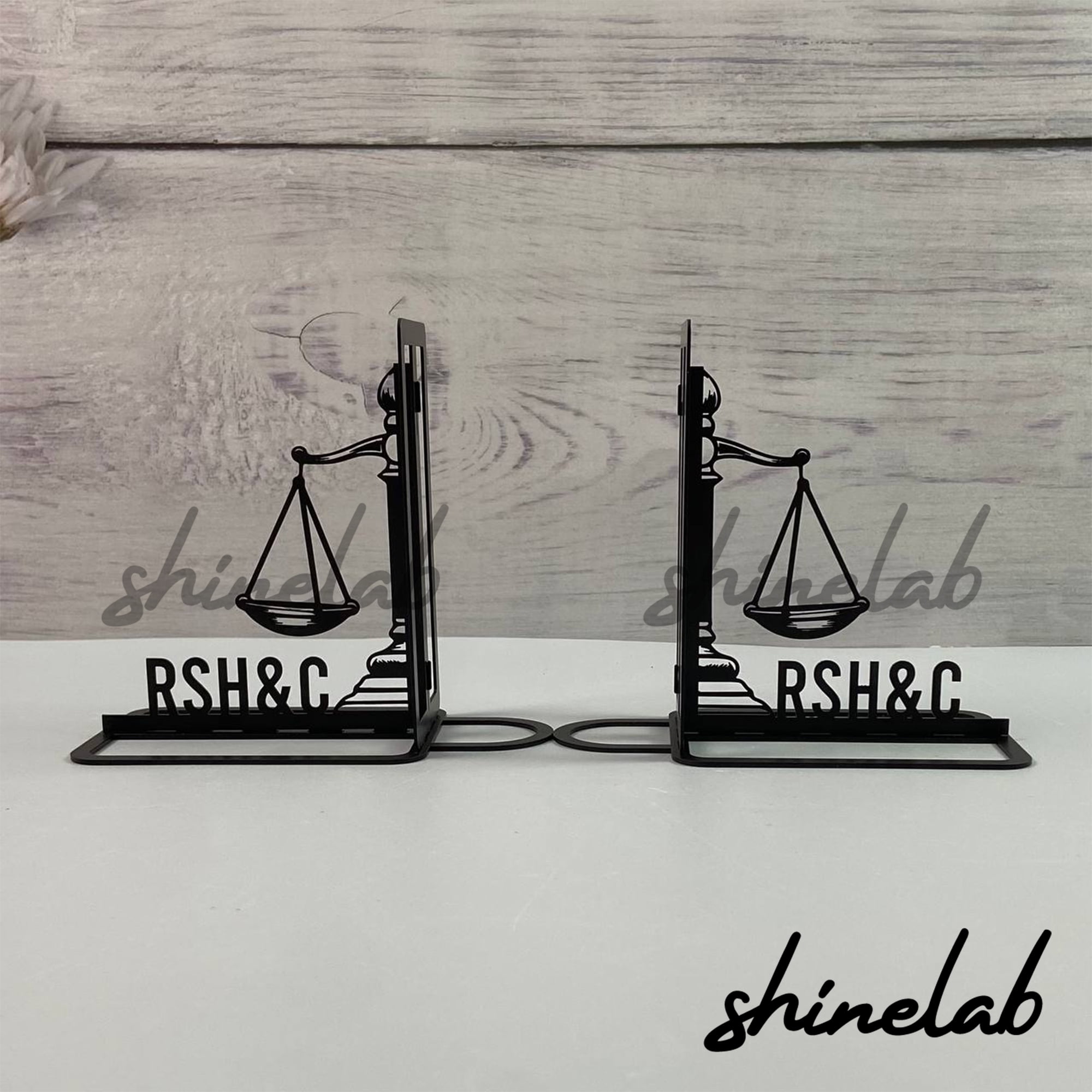 Shinelab Justice Scales Metal Bookends Lawyer Name Bookend, Law Office ...