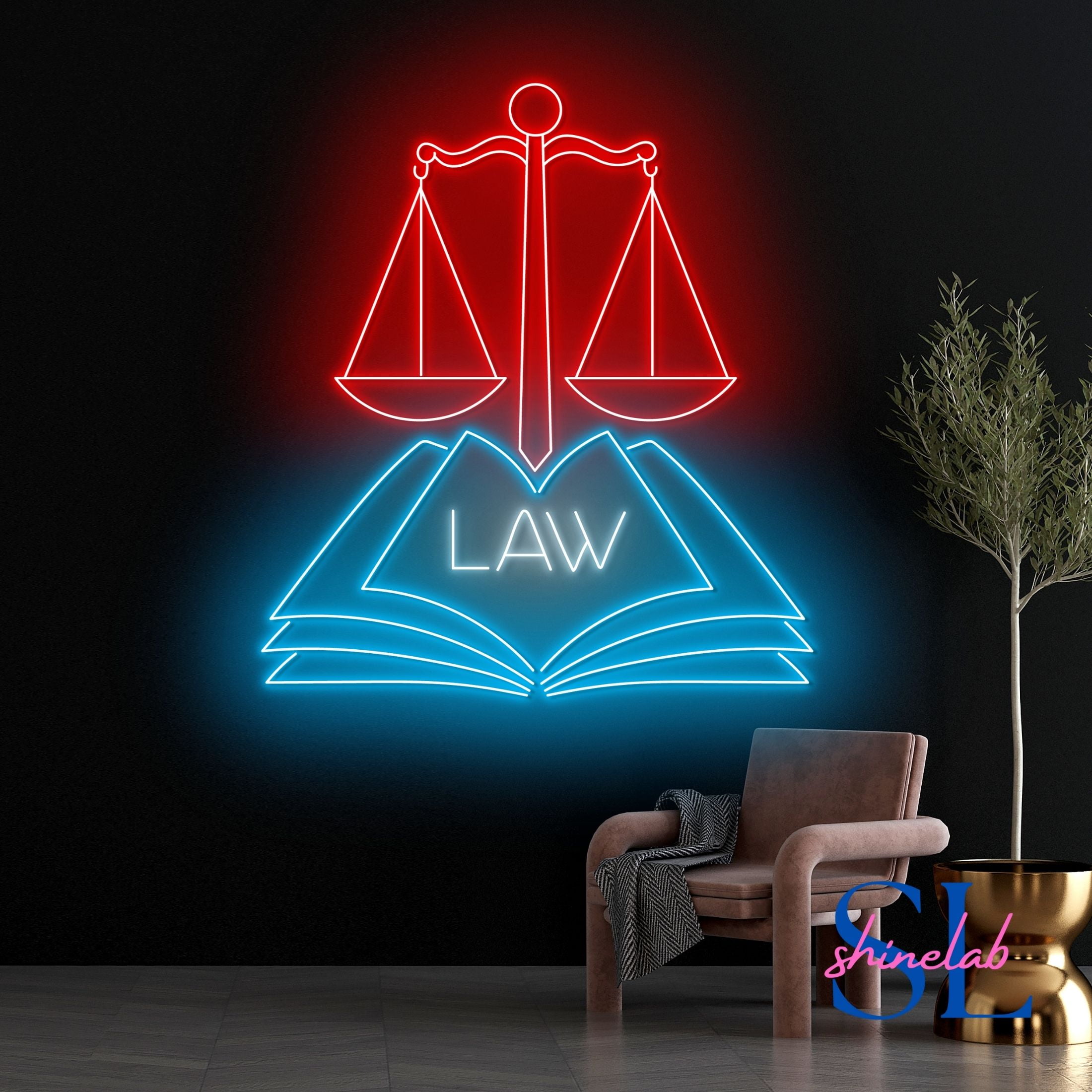 Shinelab Justice Scales Neon Sign, Law Office Led Sign, Law Firm Wall ...