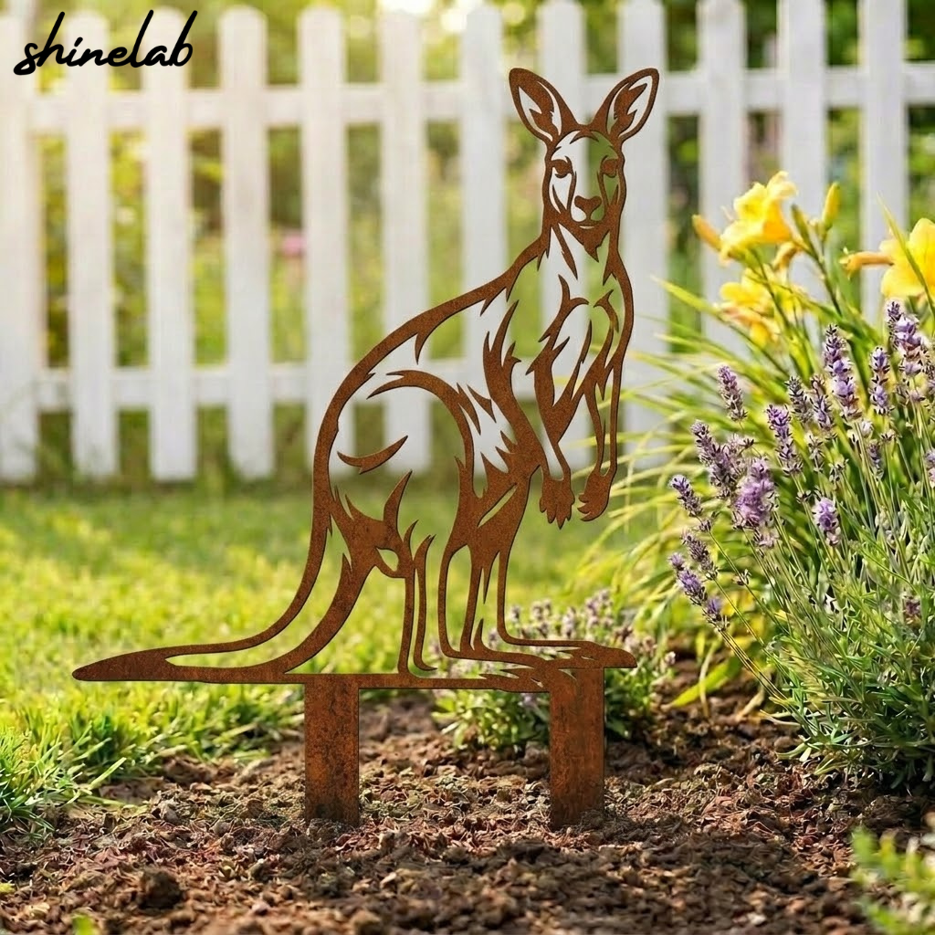 Shinelab Kangaroo Metal Garden Stake, Animal Yard Decor, Wildlife ...