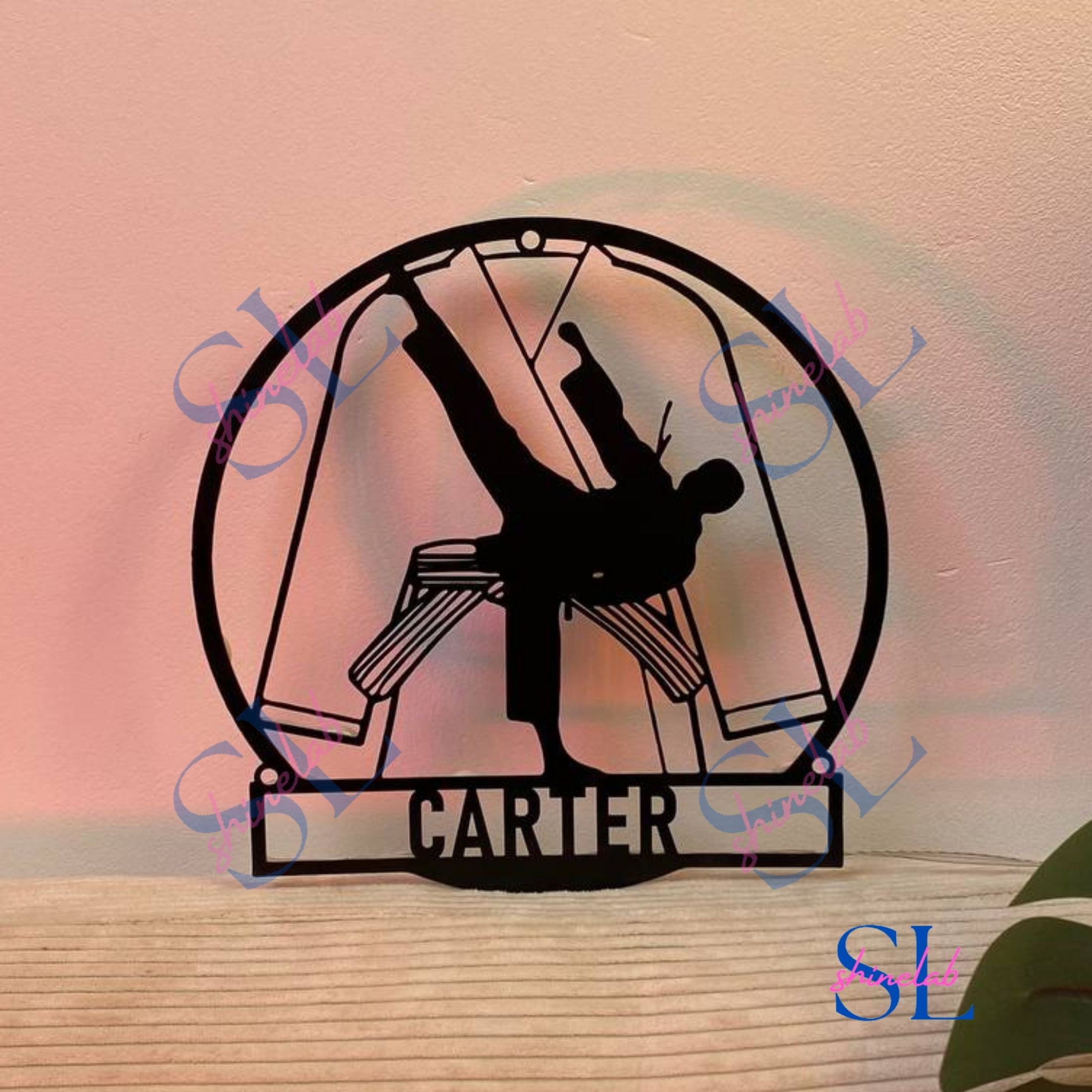 Shinelab Karate Sign, Boy Karate Martial Arts Metal Wall Art LED Light ...