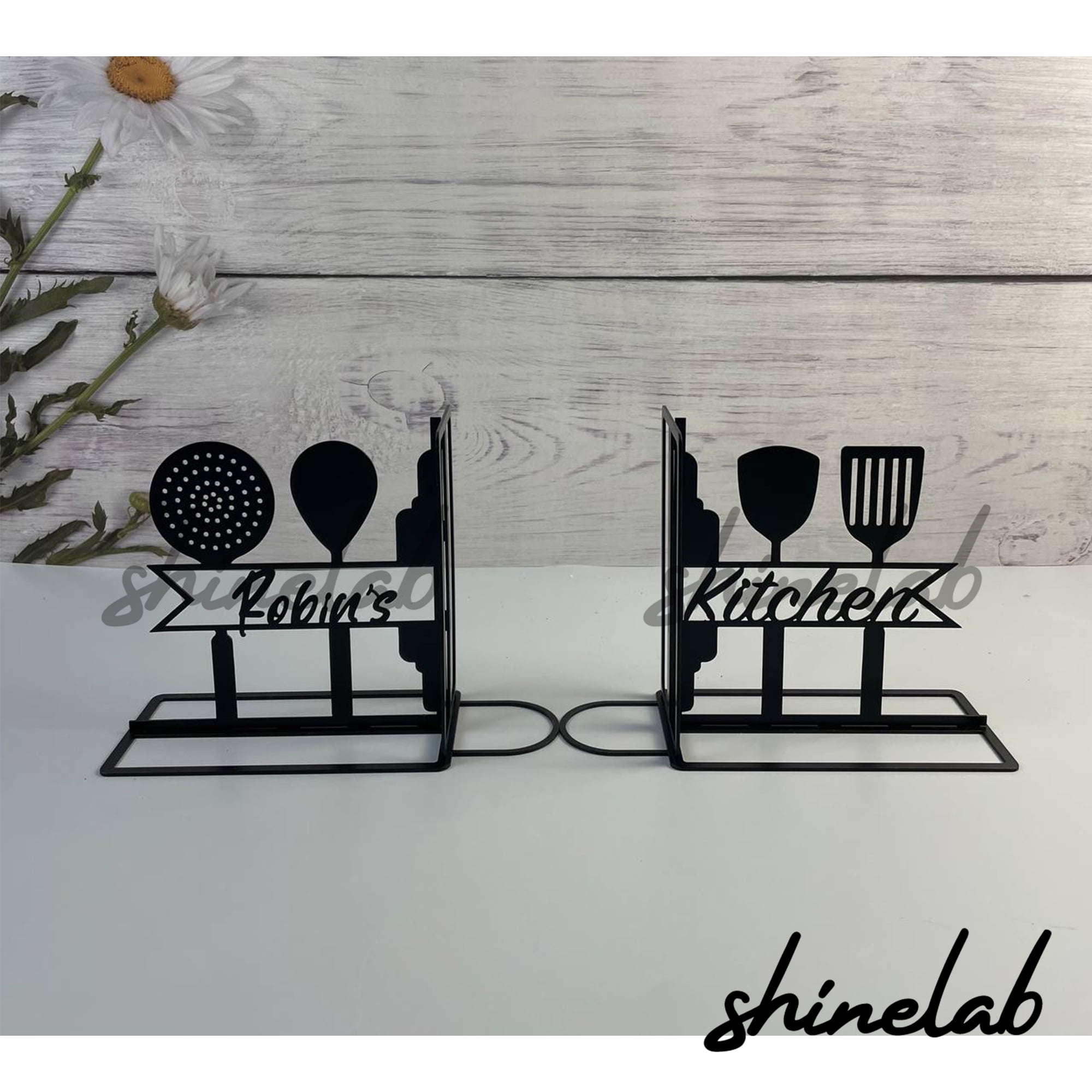 Shinelab Kitchen Tools Metal Bookends Chef Name Bookend Gift, Cooking ...
