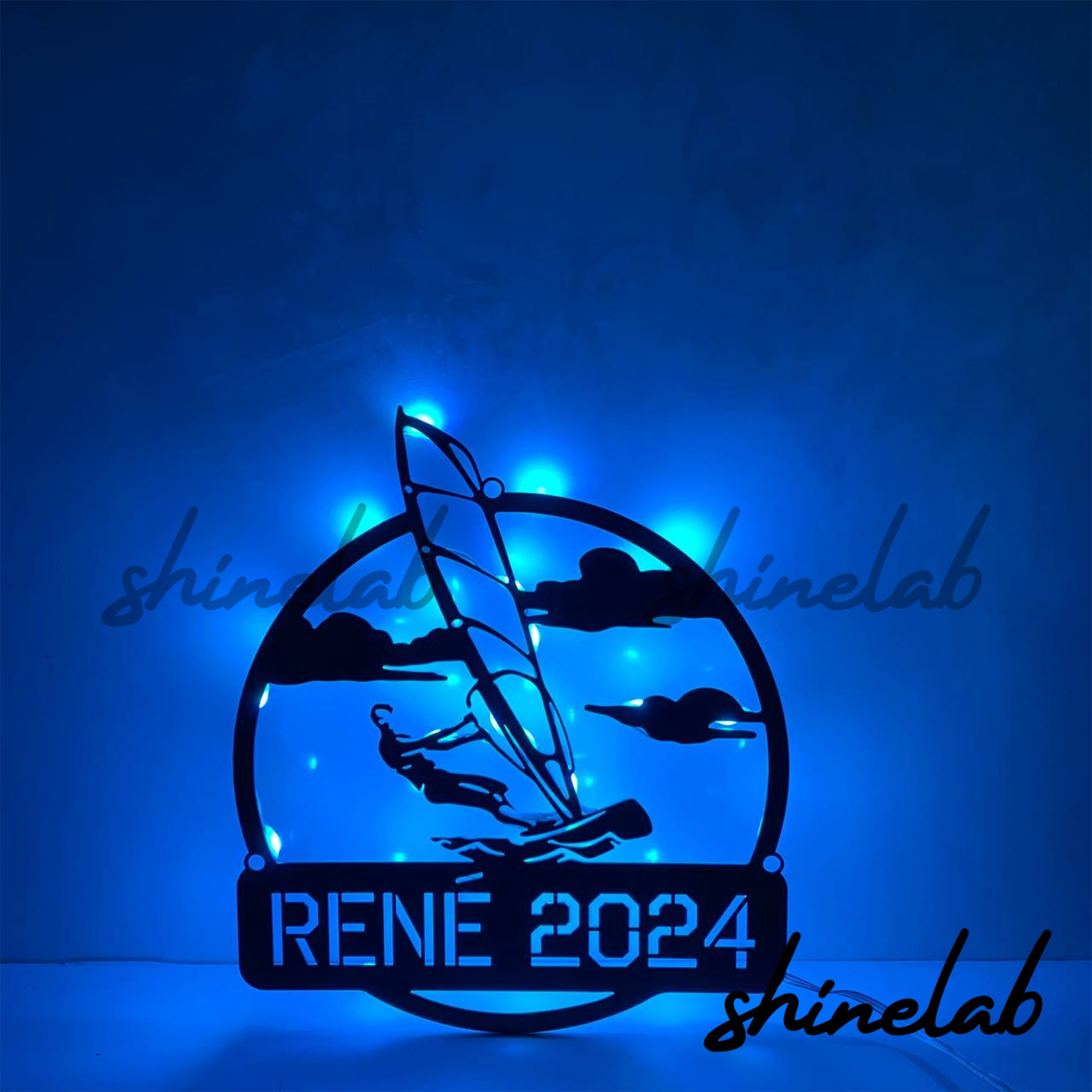 Shinelab Land Windsurfing Metal Sign LED Wall Art, Custom Windsurfing ...