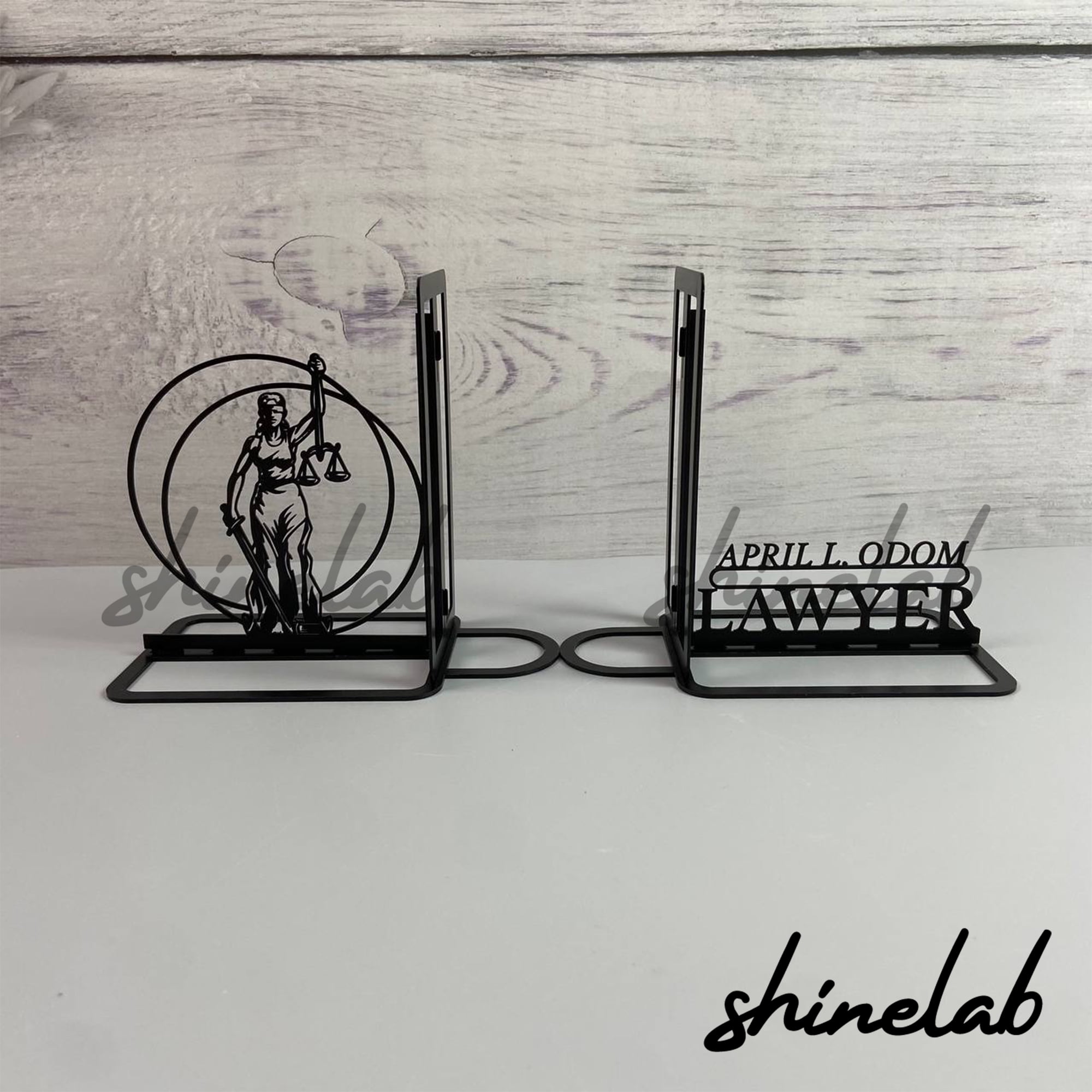 Shinelab Legal Art Metal Bookends Lawyer Name Bookend Gift, Minimalist ...