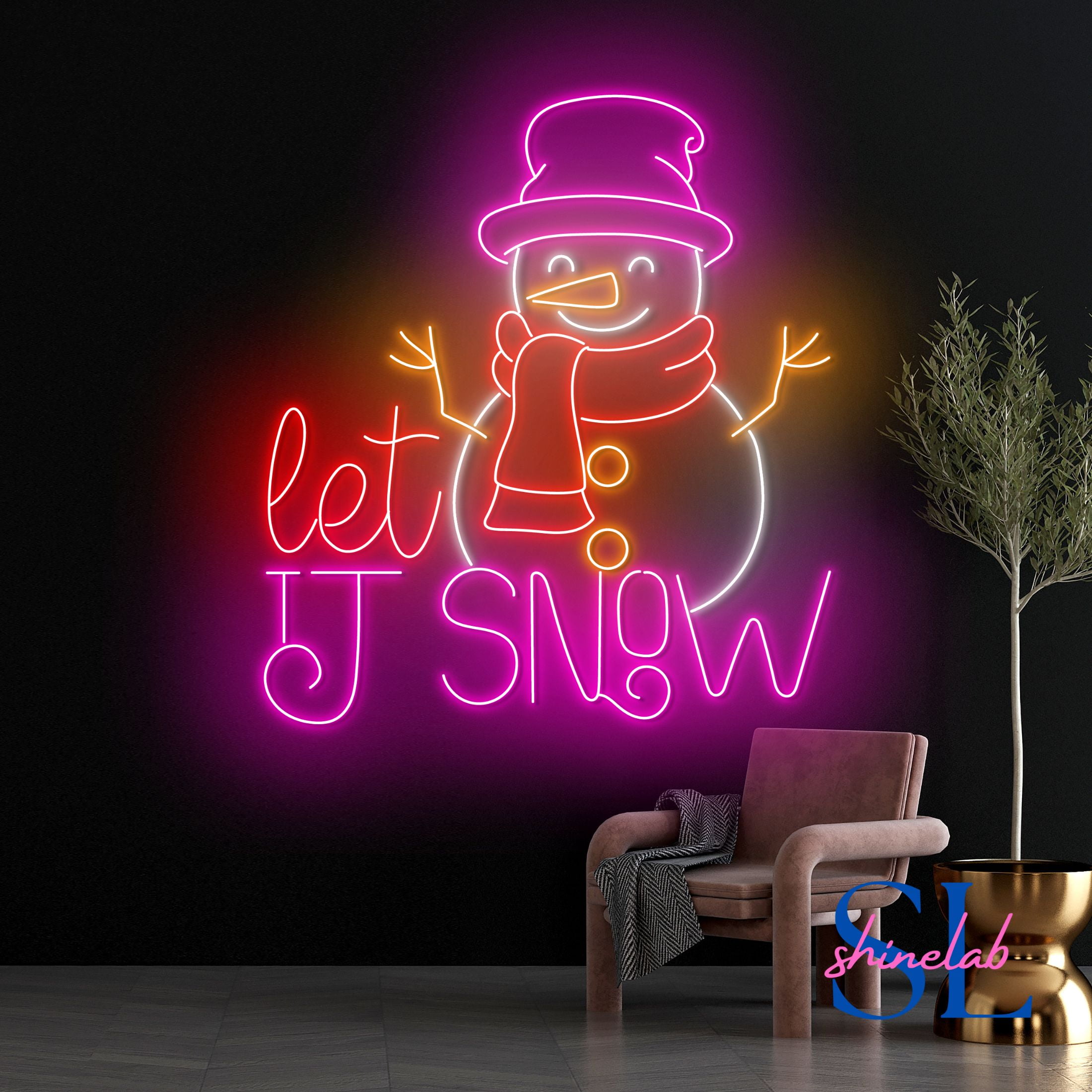 Shinelab Let It Snow Neon Sign, Snowman Led Sign for Christmas Decor ...