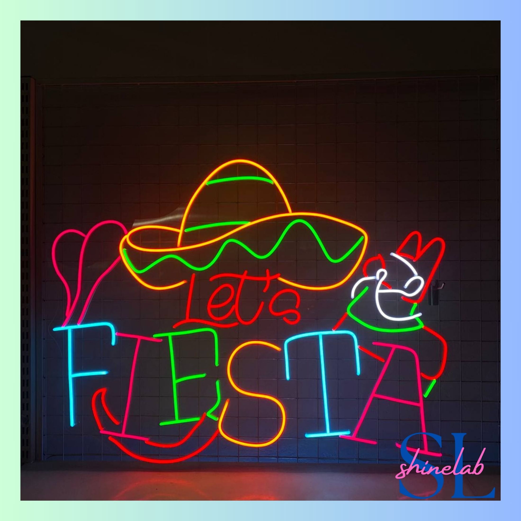 Shinelab Let's Fiesta Neon Sign, Mexican Fiesta Wall Art Light, Mexico ...