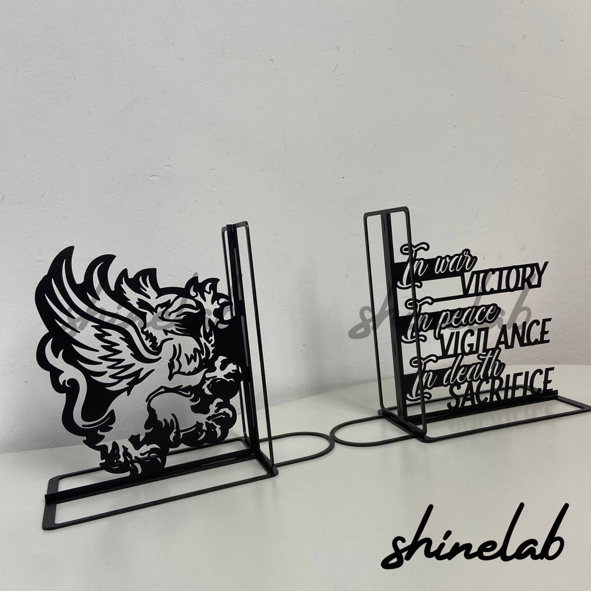 Shinelab Logo Design Metal Bookends Custom Logo Name Bookend Gift ...