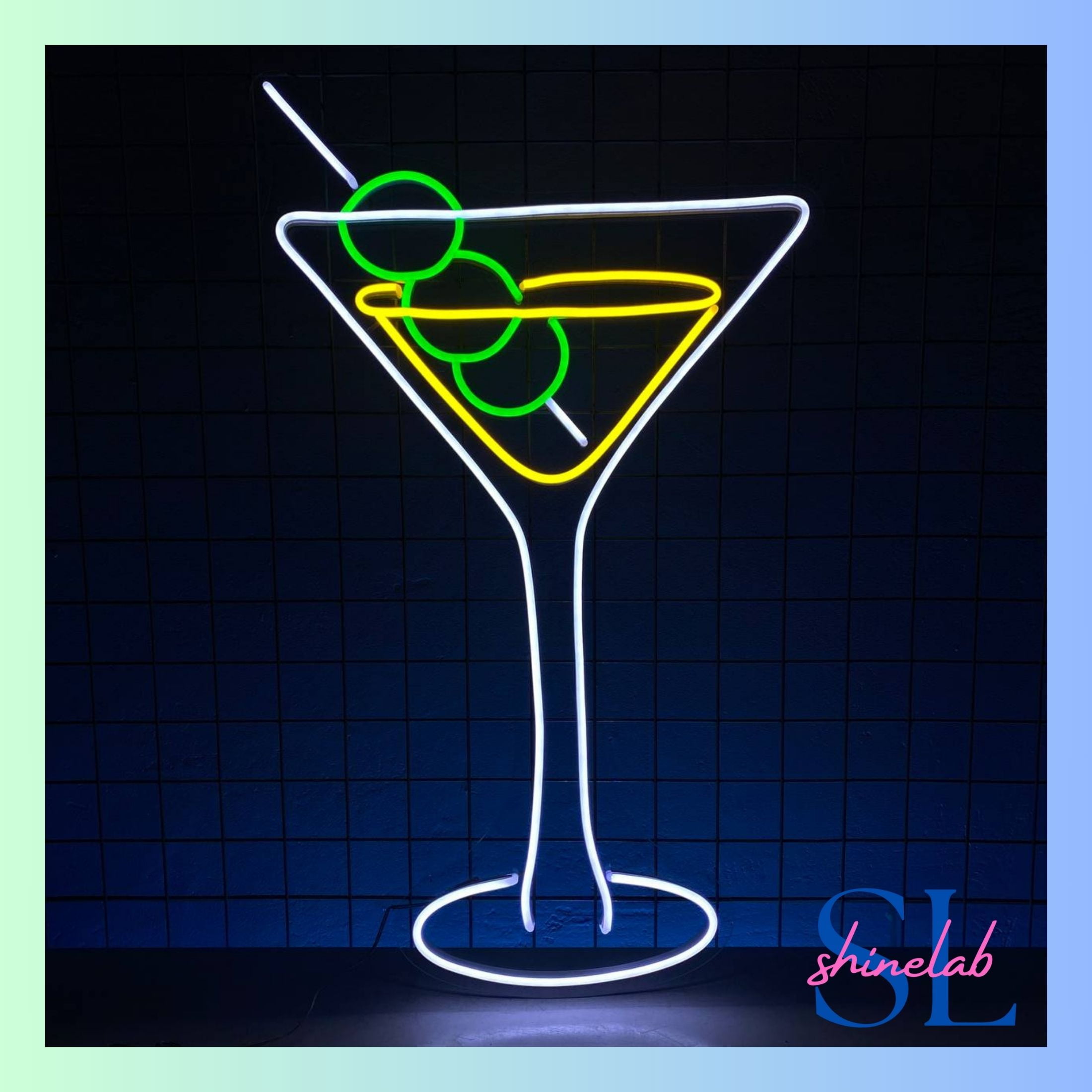 Shinelab Martini Cocktails Neon Sign, Cocktails Wall Art Light, Martini ...
