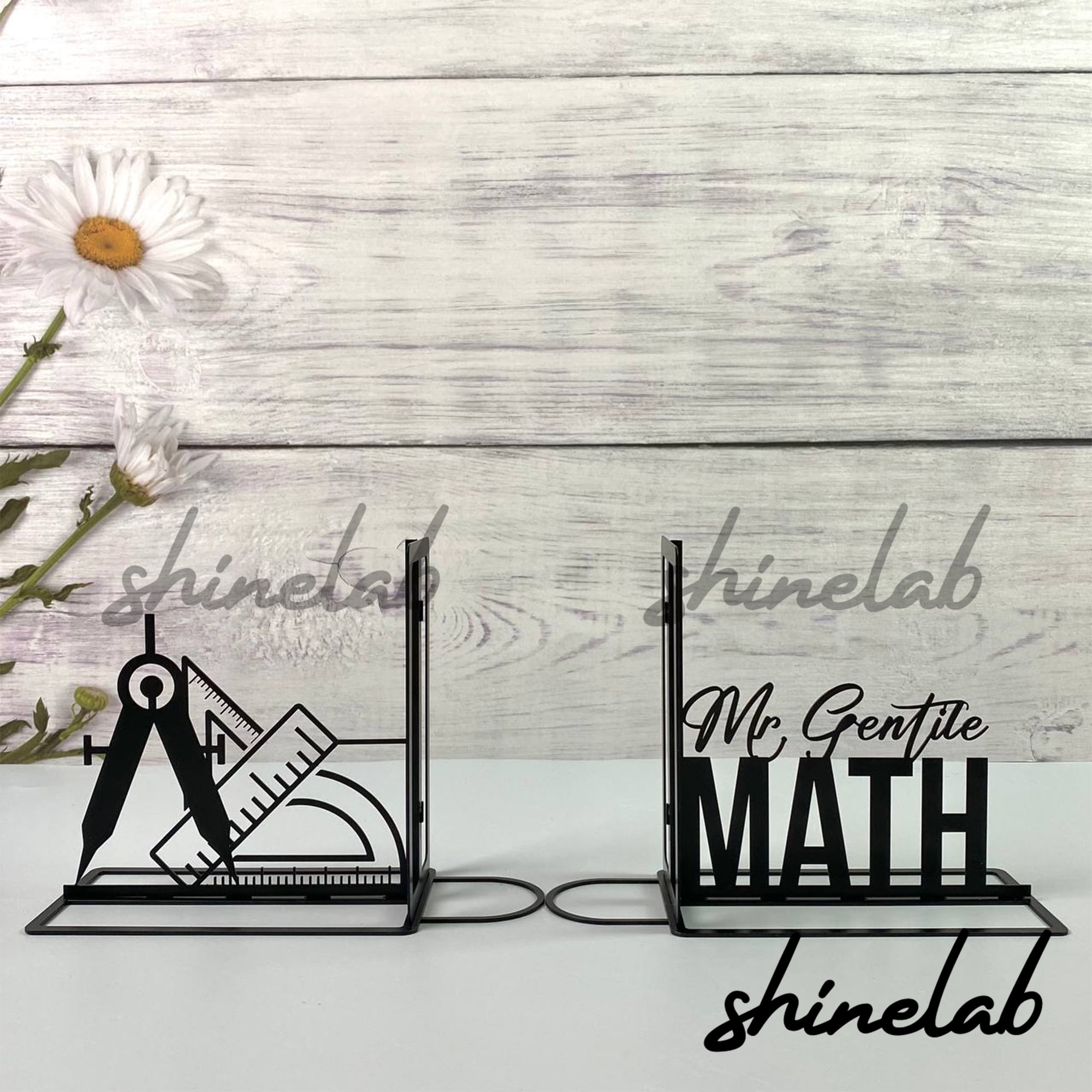 Shinelab Math Metal Bookends Teacher & Student Name Bookend Gift ...