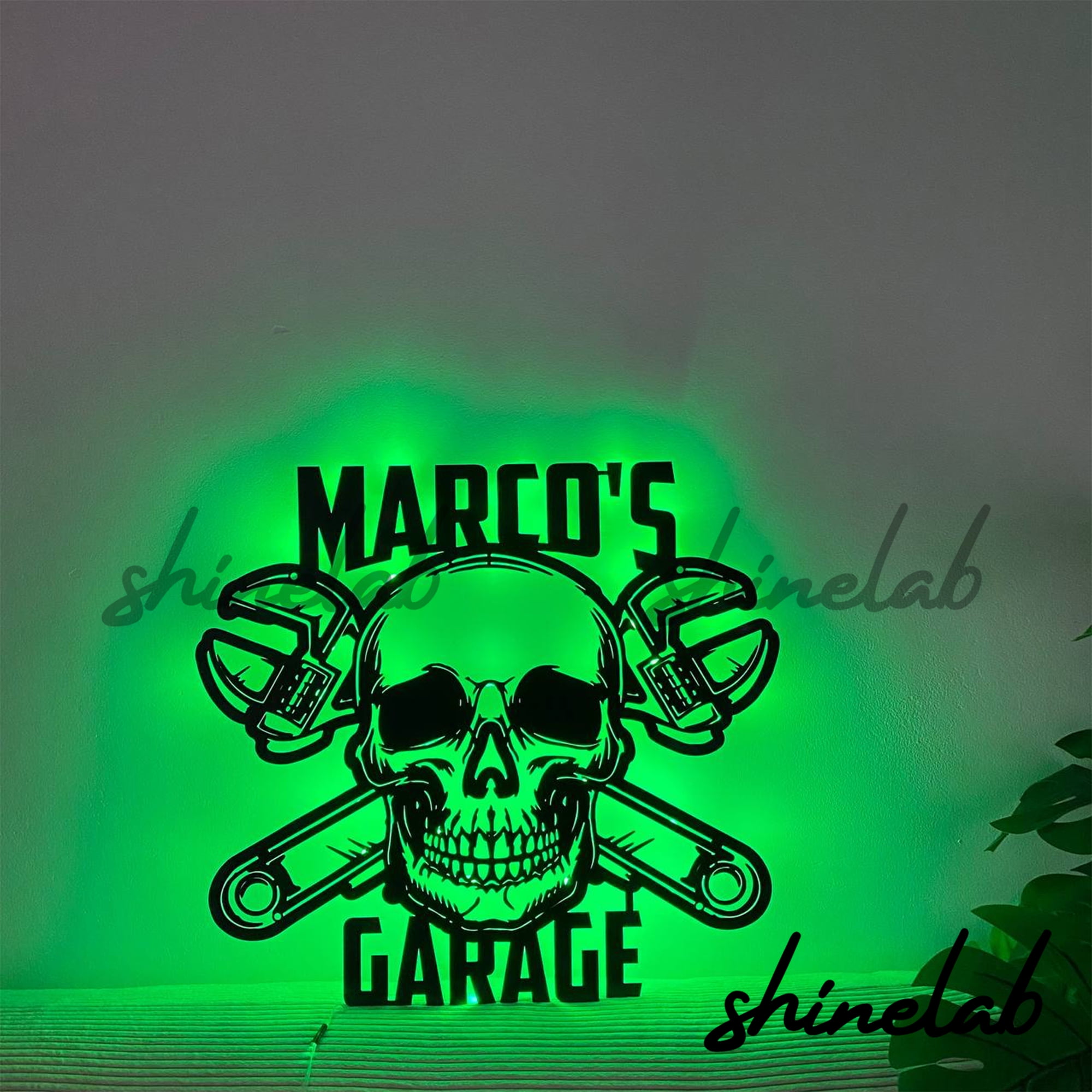 Shinelab Mechanic Skull LED Wall Art, Custom Skull Head Shape Metal ...