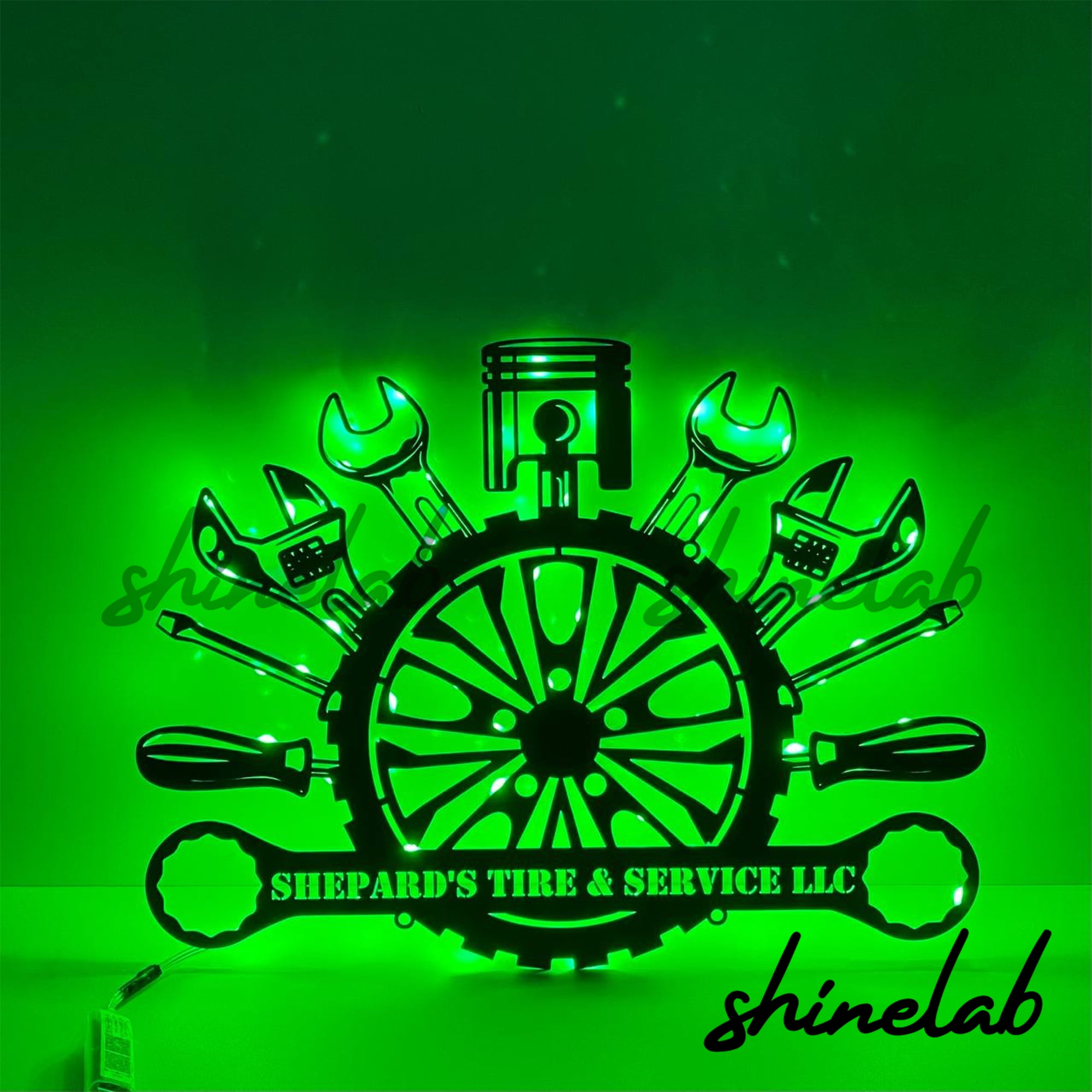 Shinelab Mechanic Tools Metal Sign LED Wall Art, Custom Mechanic Car ...