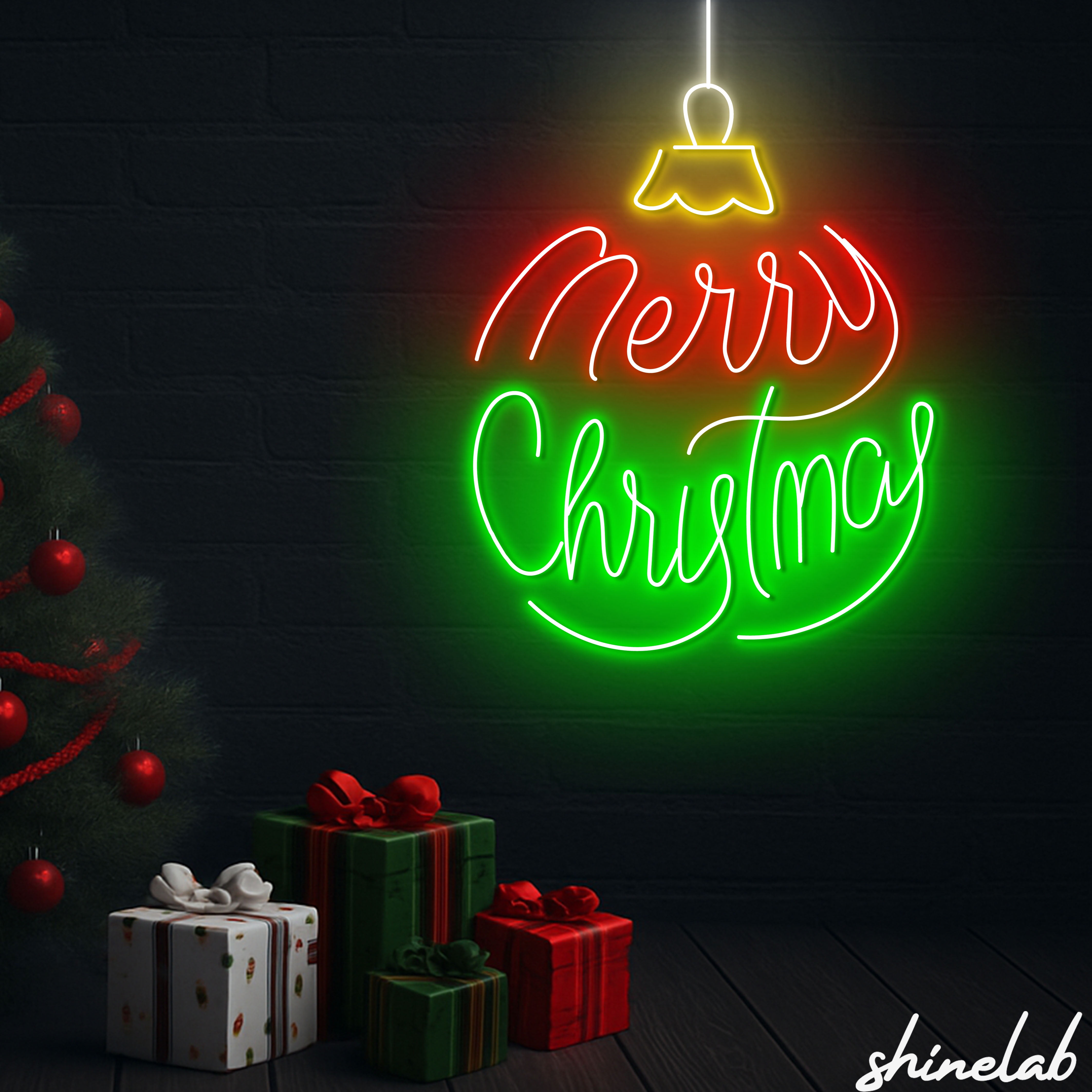 Shinelab Merry Christmas Neon Sign, Ornament LED Light for Festive Home ...