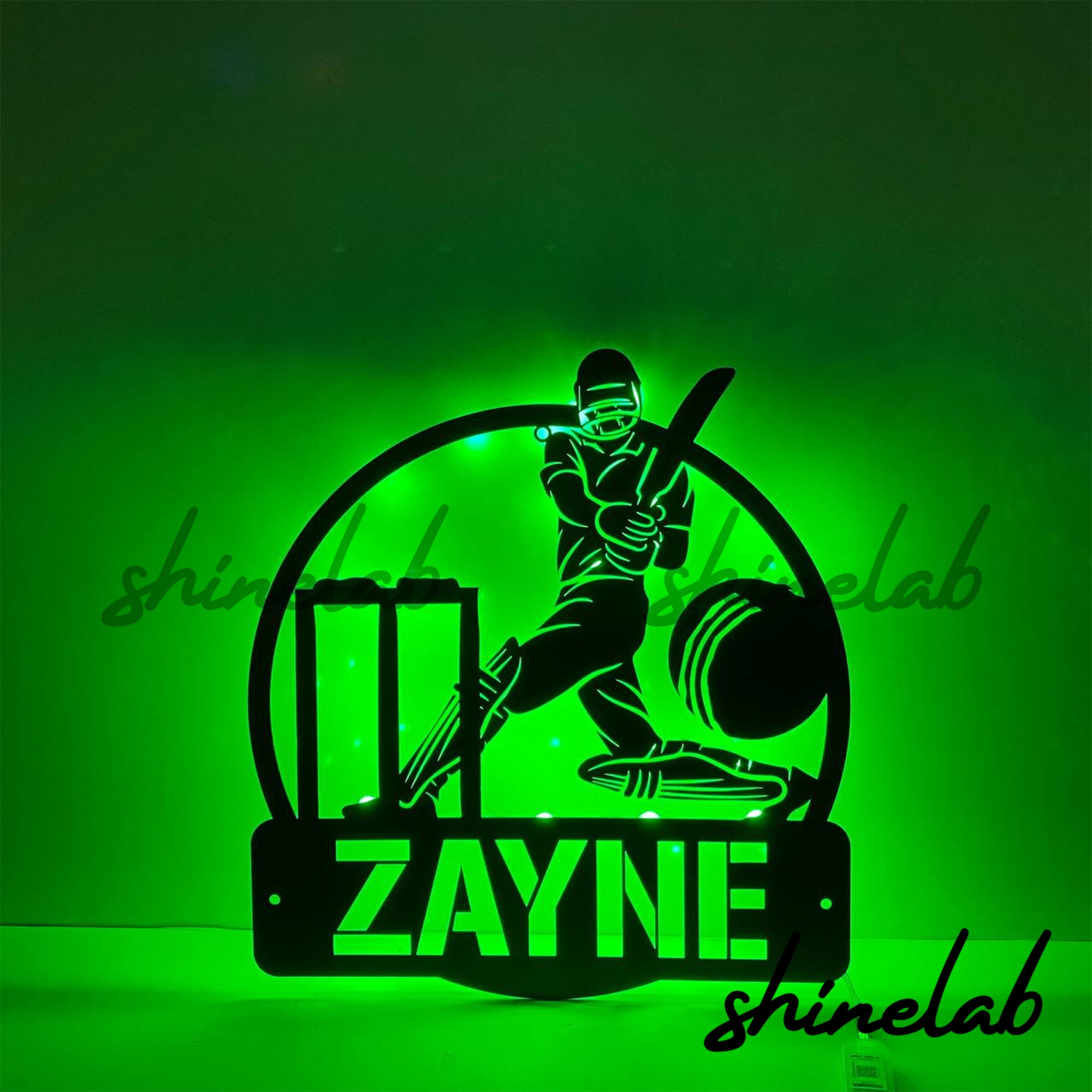 Shinelab Metal Cricket LED Wall Art, Custom Cricket Player Sign Decor ...