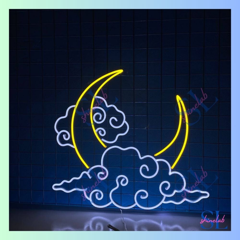 Shinelab Moon Neon Light, Moon Cloud Led Light, Cloud Neon Light Room ...
