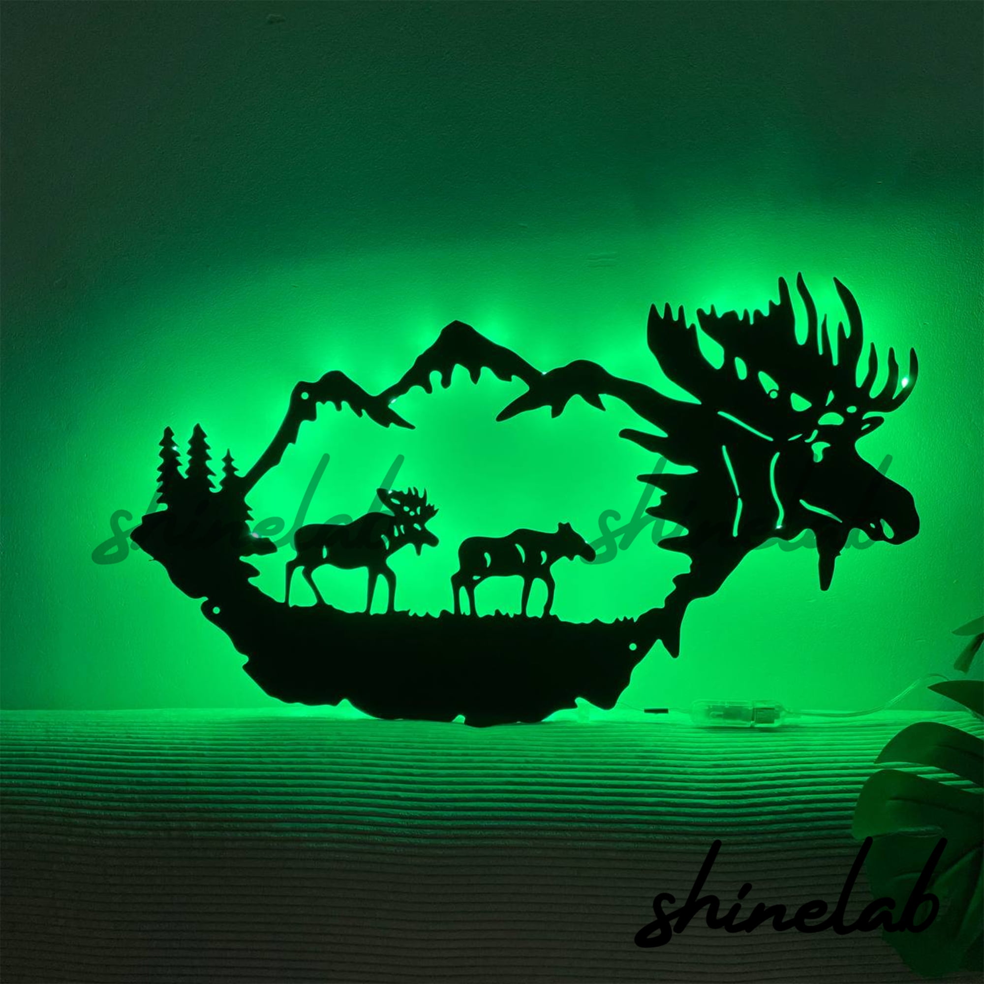 Shinelab Moose Alternative Metal Sign LED Wall Art, Custom Deer Wall ...