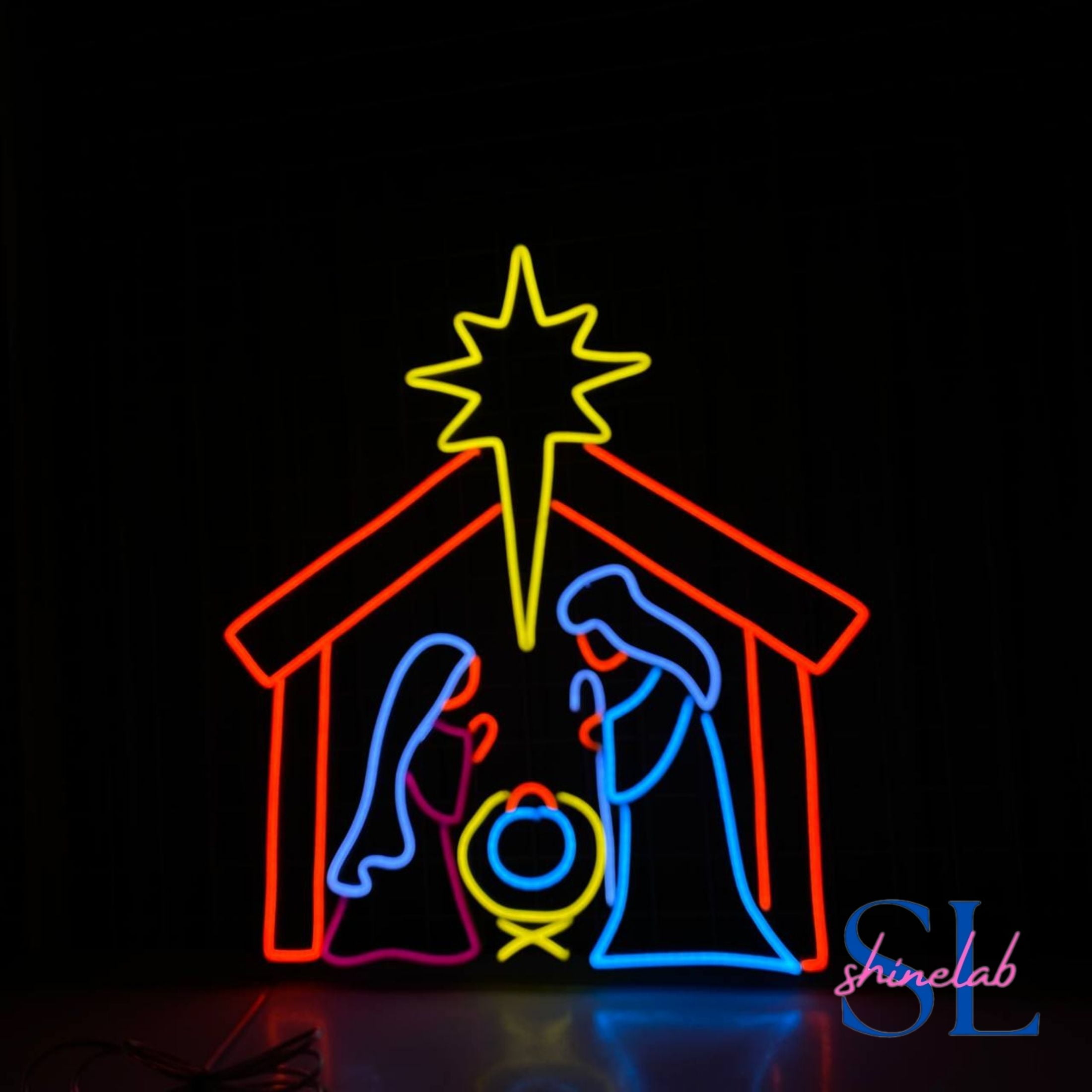 Shinelab Nativity Scene Christian Neon Sign, Holy Night Led Sign, Holy ...
