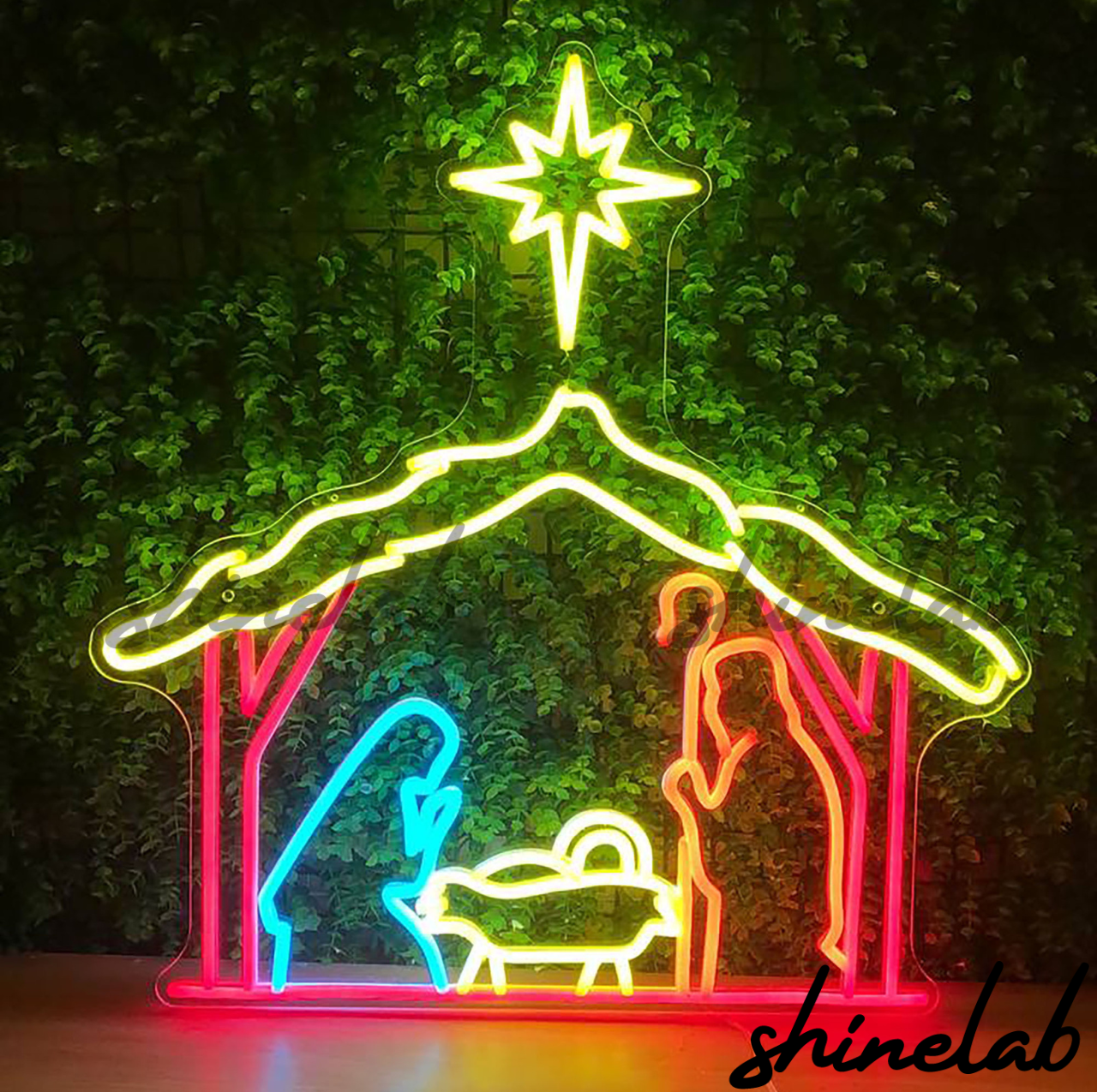 Shinelab Nativity Scene Neon Sign, Christmas Manger LED Light ...