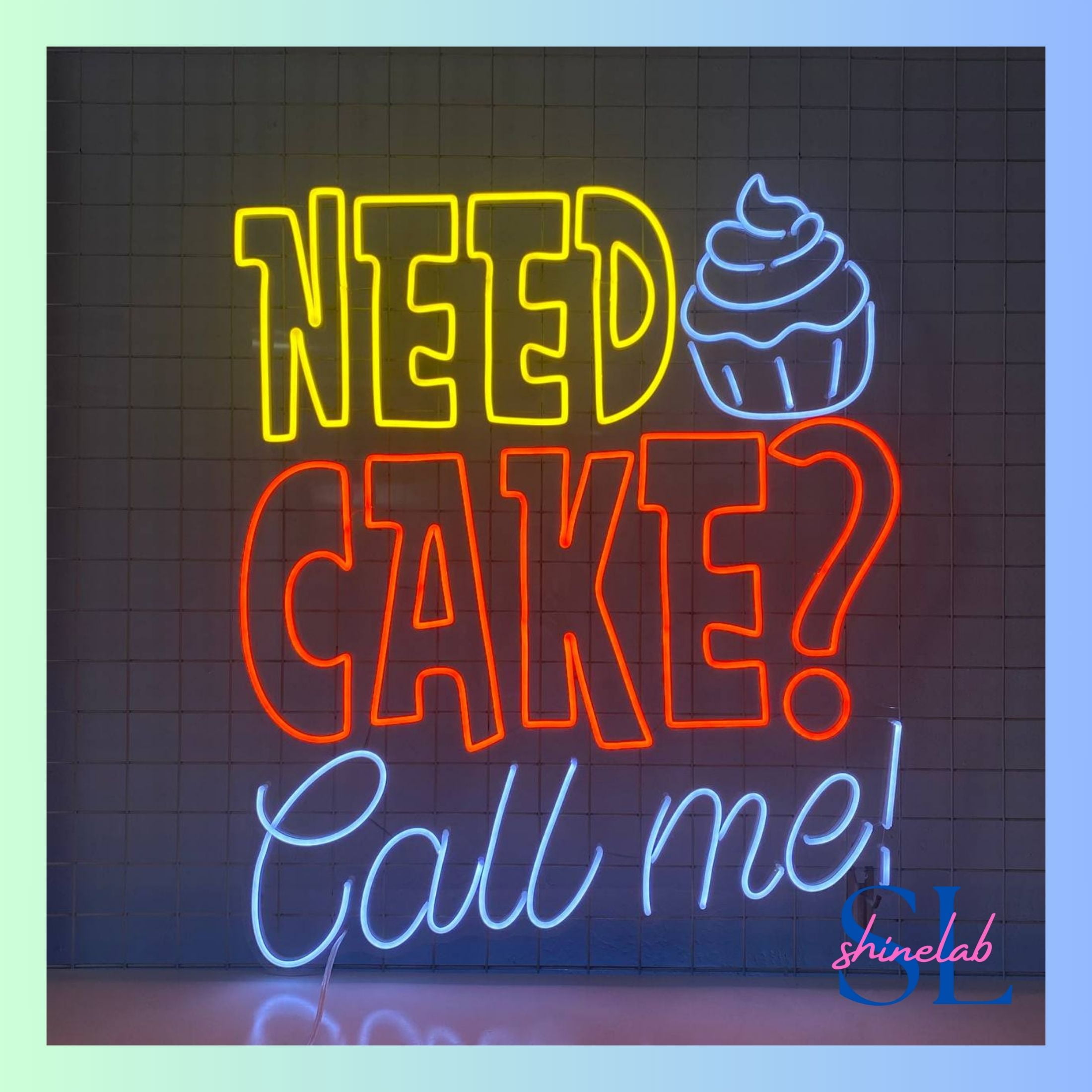 Shinelab Need Cake Call Me Neon Sign, Cupcake Wall Art Light, Cake ...