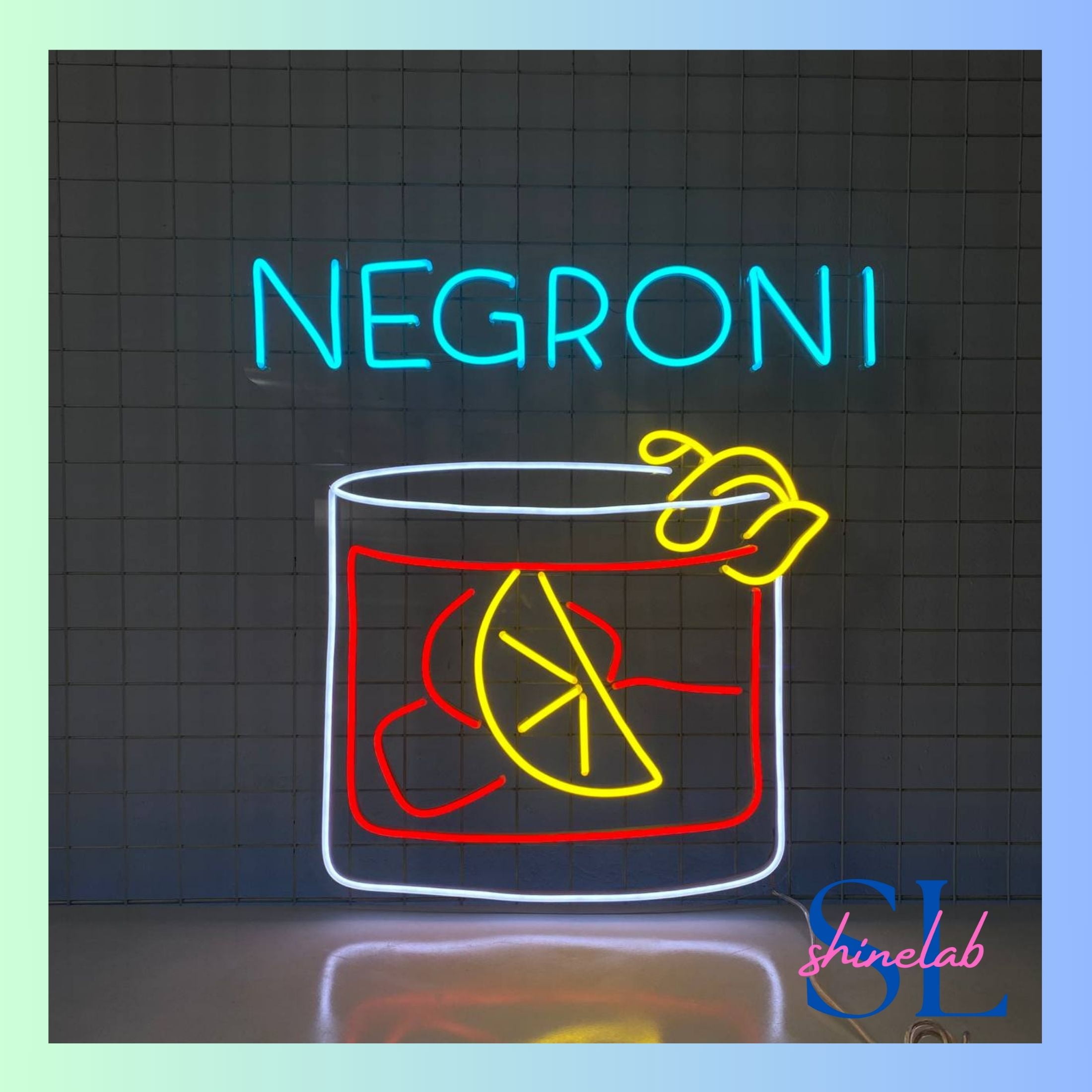 Shinelab Negroni Cocktail Neon Sign, Negroni Cocktail Wall Art Light ...