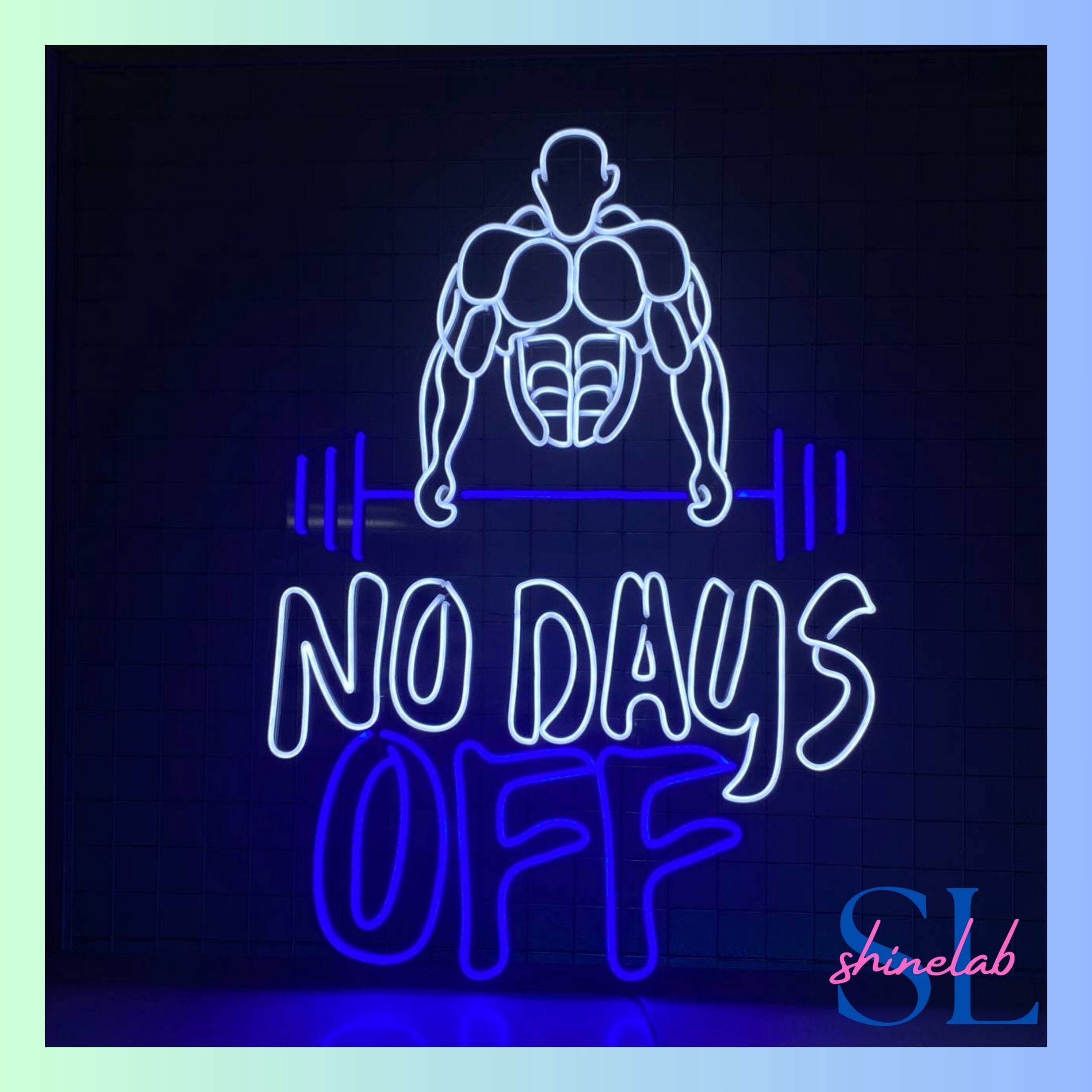 Shinelab No Day Off Neon Sign, Weightlifting Wall Art Light, barbell ...