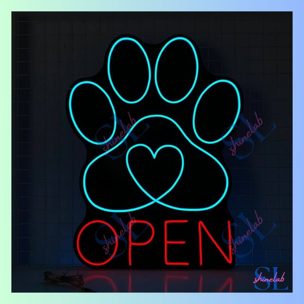 Shinelab Open Paw Led Sign, Open Paw Neon Sign, Dog Paw Led Light, Dog ...