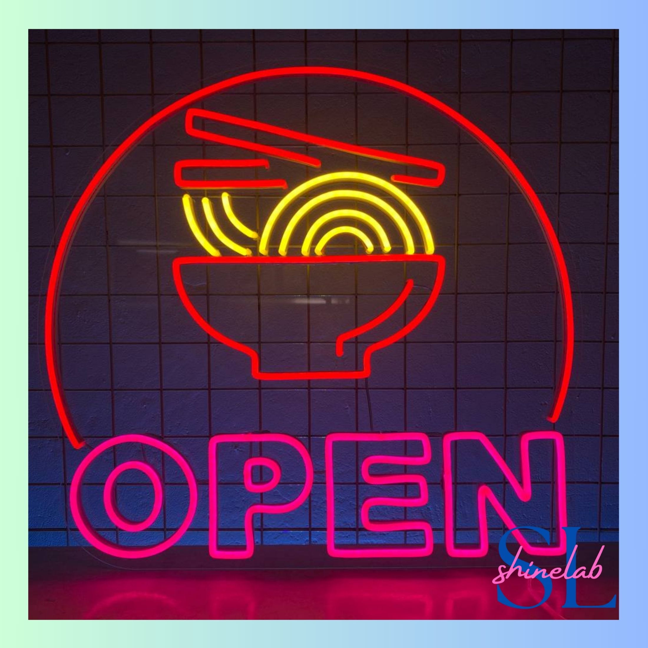 Shinelab Open Ramen Neon Sign, Ramen Bowl Wall Art Light, Japanese ...