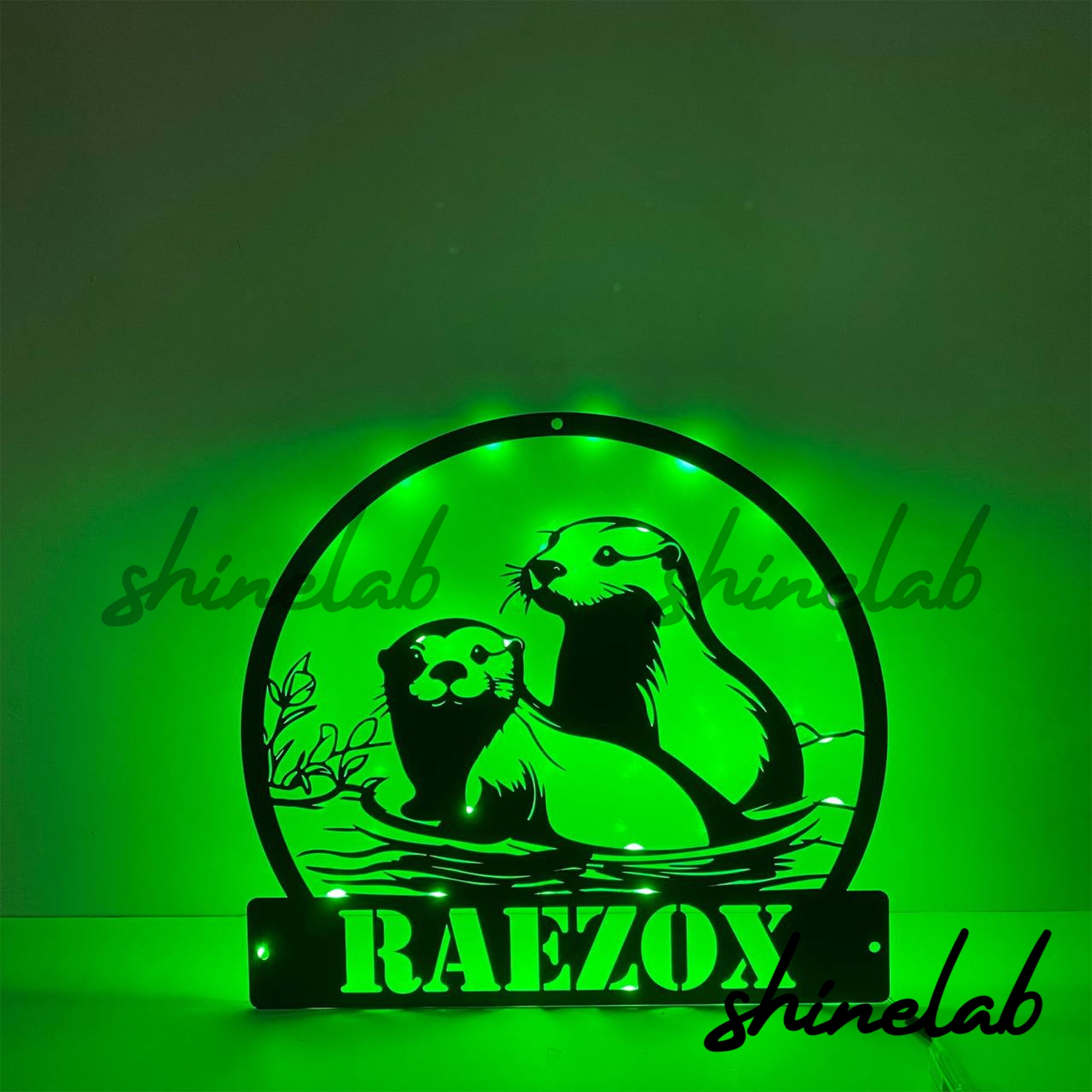 Shinelab Otter Metal Sign LED Wall Art, Custom Sea Otter Decor Gifts ...